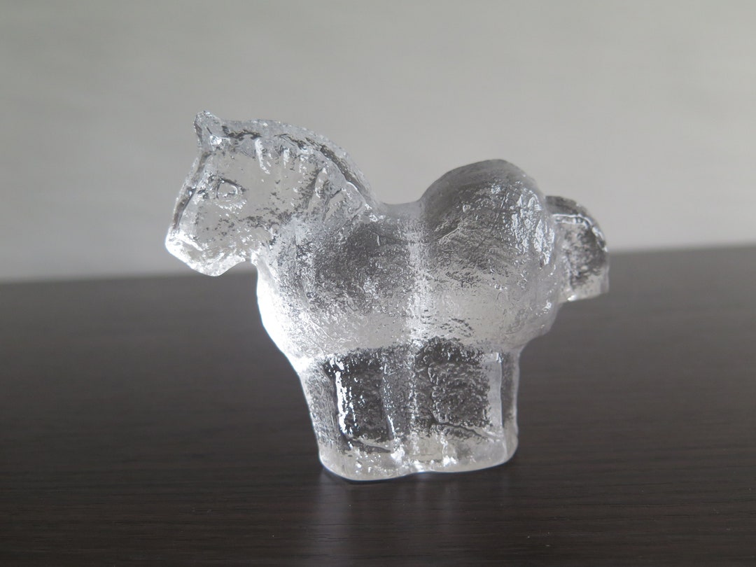 Glass Horse Figurine by Pukeberg, Scandinavian Swedish Vintage Glass ...