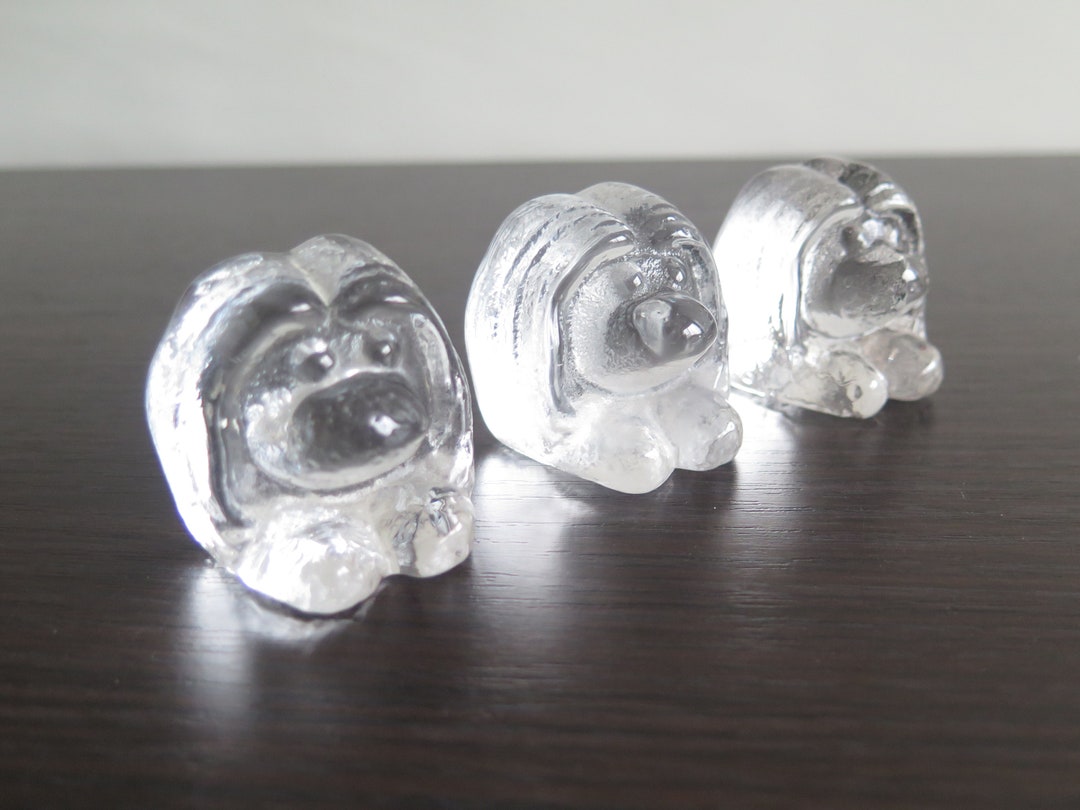 Clear Glass Troll Figurines Set of 3 Bergdala Trolls, Swedish Vintage ...