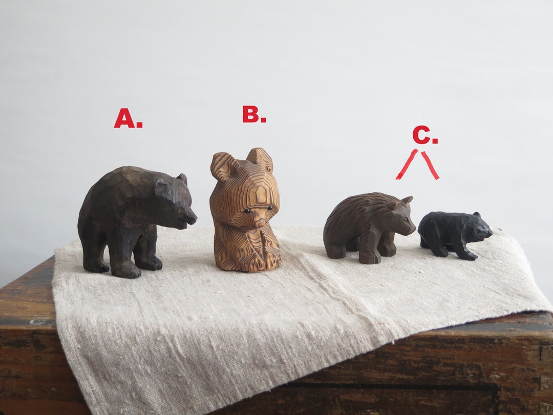 Wooden Bear Figurine, Collectible Wildlife Animal Figurine ...