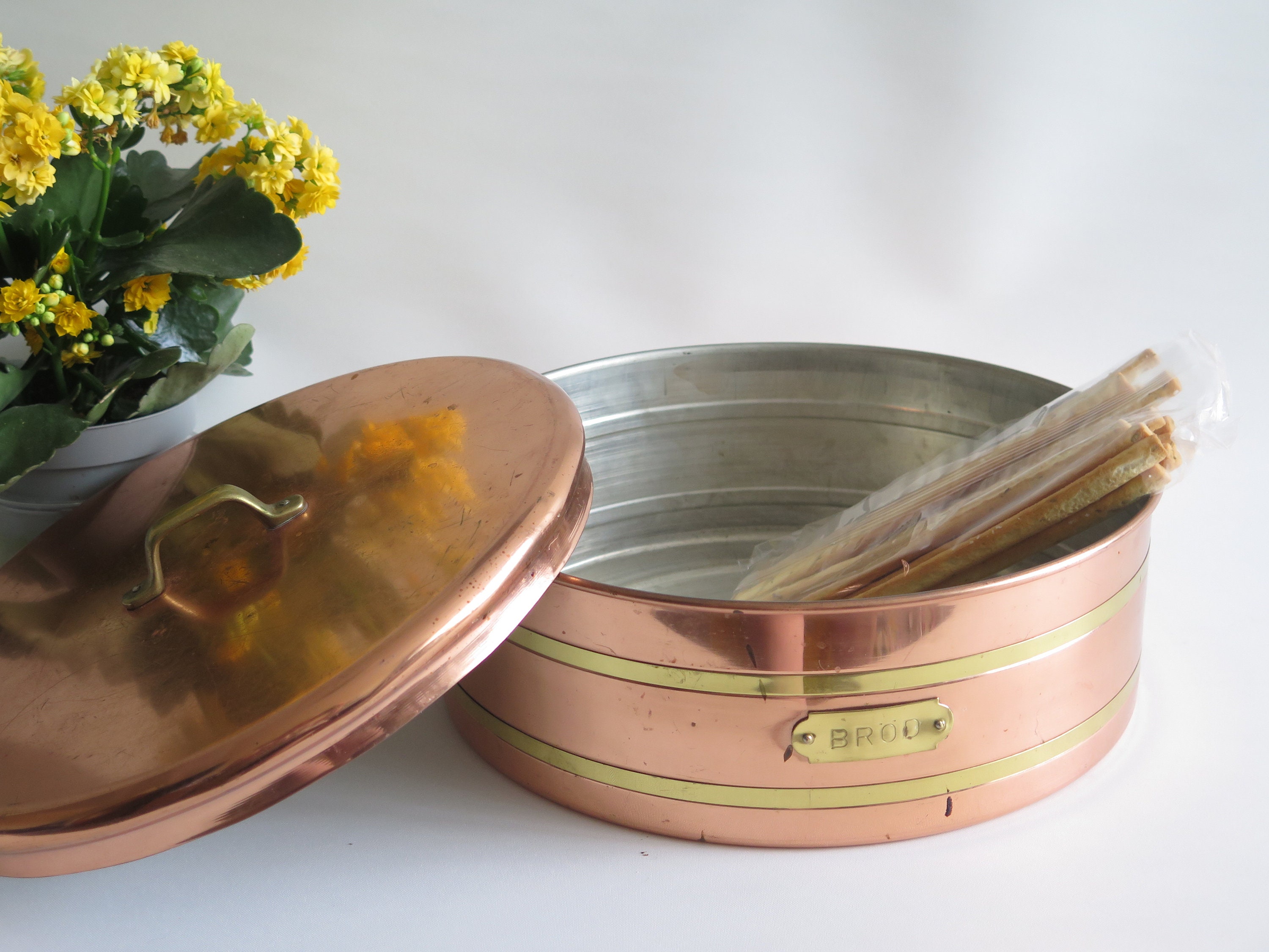 Copper Bread Box, Vintage Copper Metal, Made in Sweden Round Box ...