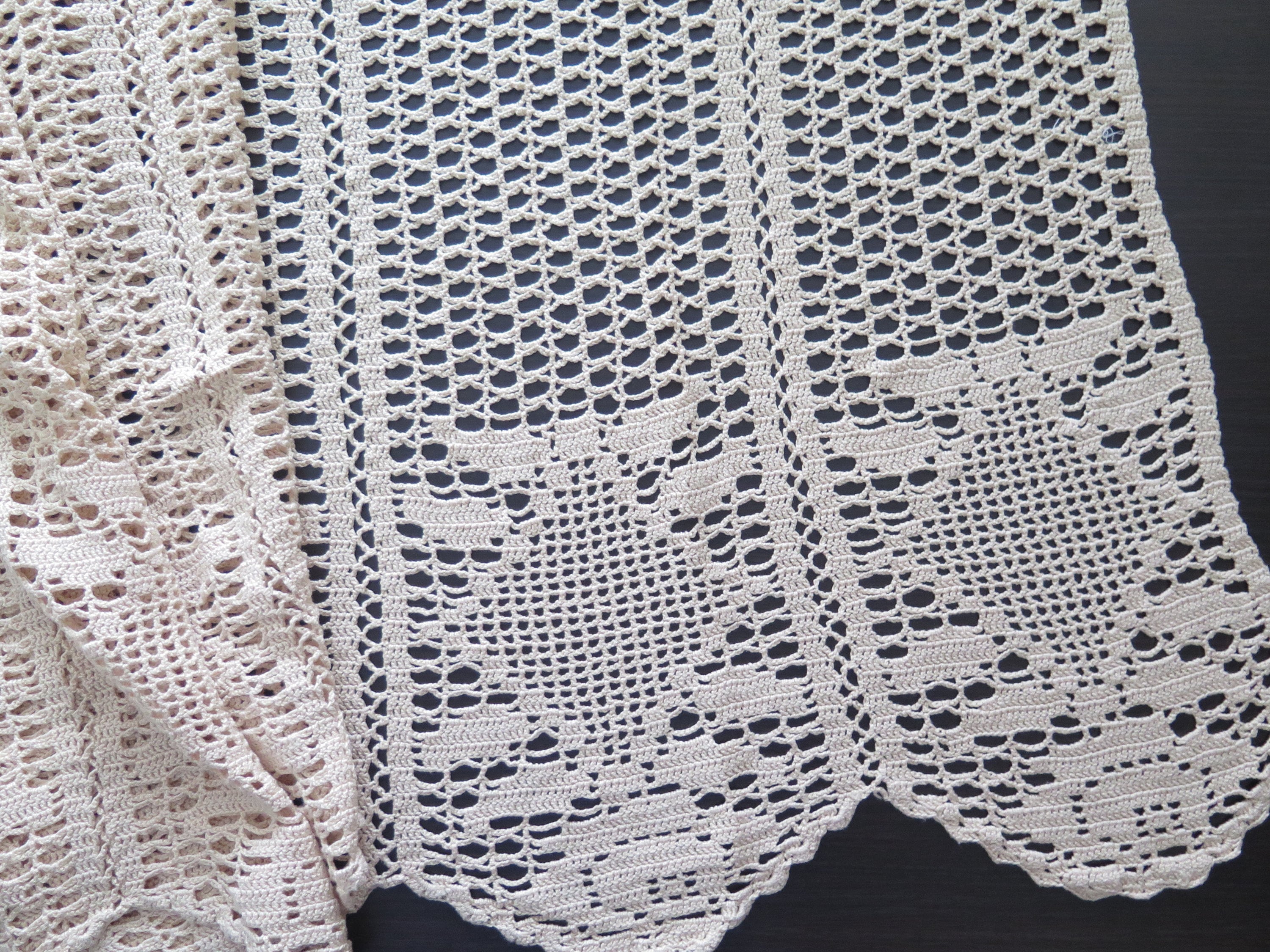 Crochet Valance, Beige Floral Crocheted Curtain, 182 X 70 Cm / 71.6 X ...