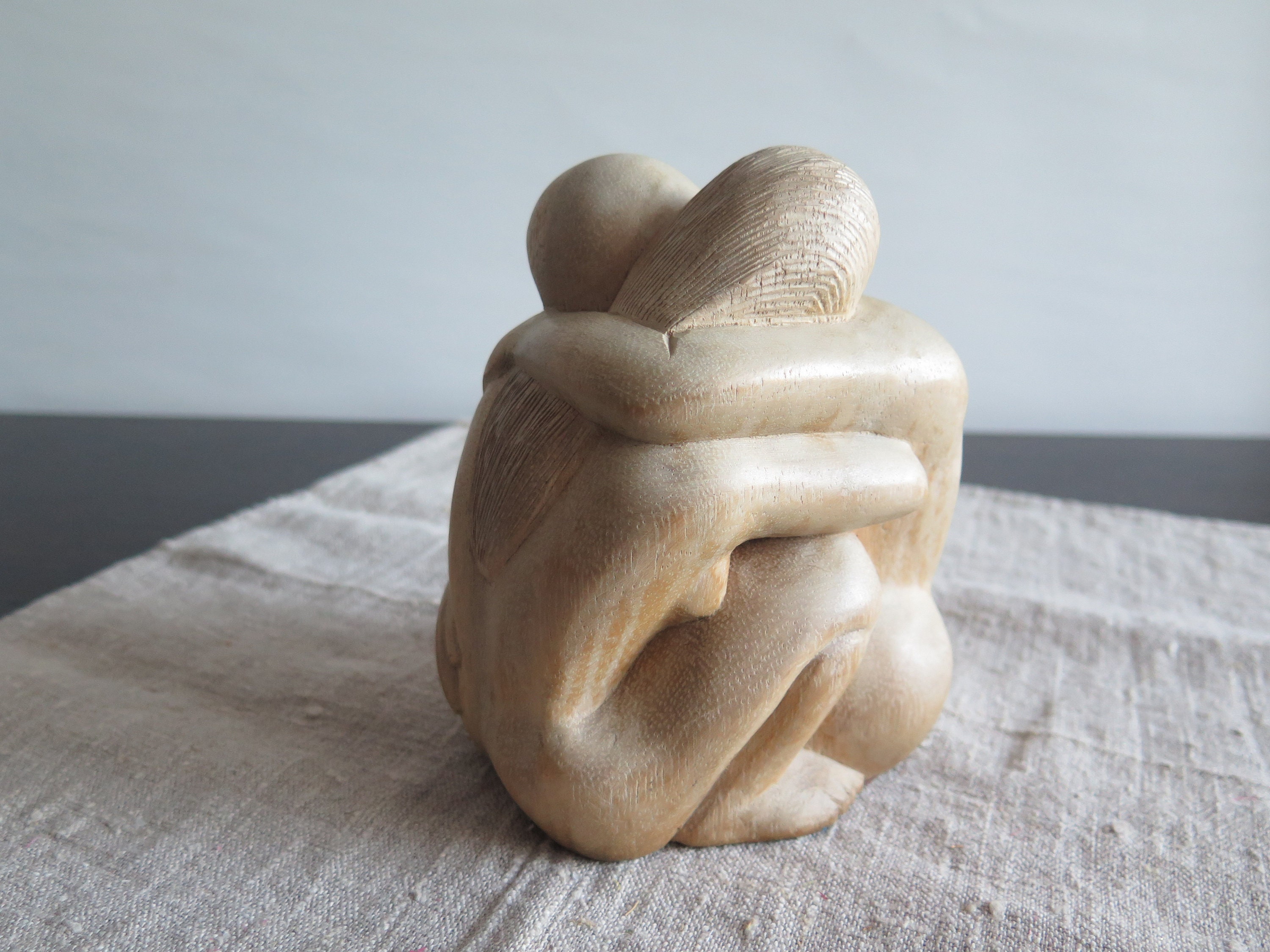 Hand Carved Wooden Hugging Couple Statue Wooden Woman Man - Etsy