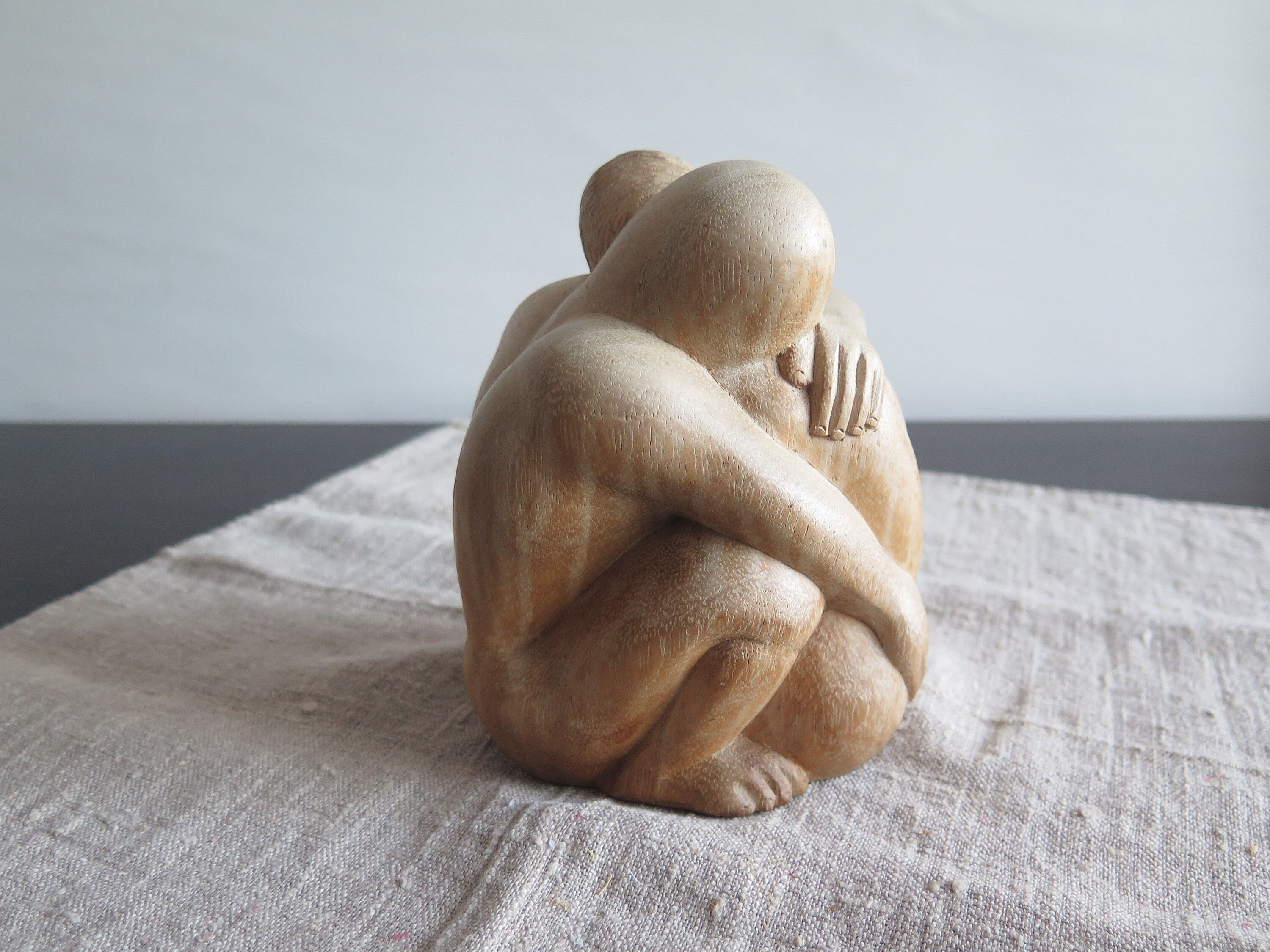 Hand Carved Wooden Hugging Couple Statue Wooden Woman Man - Etsy