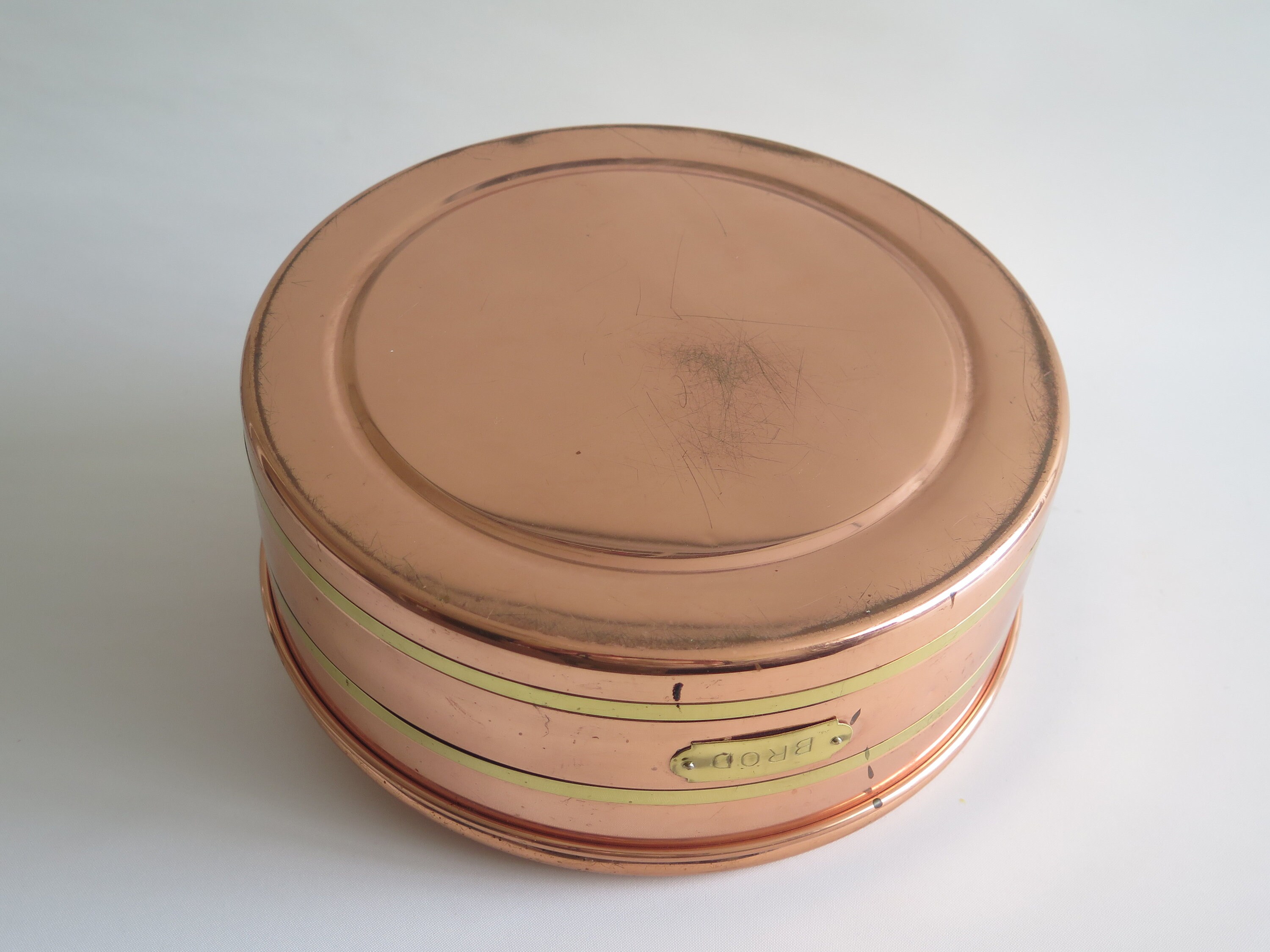 Copper Bread Box, Vintage Copper Metal, Made in Sweden Round Box ...