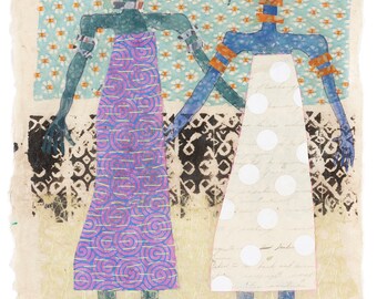 Original Collaged Artwork "embellished Figures 9" ~12x12" - Etsy