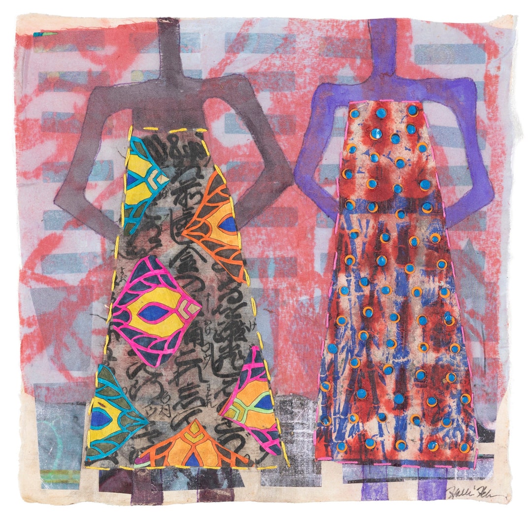 Original Collaged Artwork "embellished Figures 16" ~12x12" - Etsy