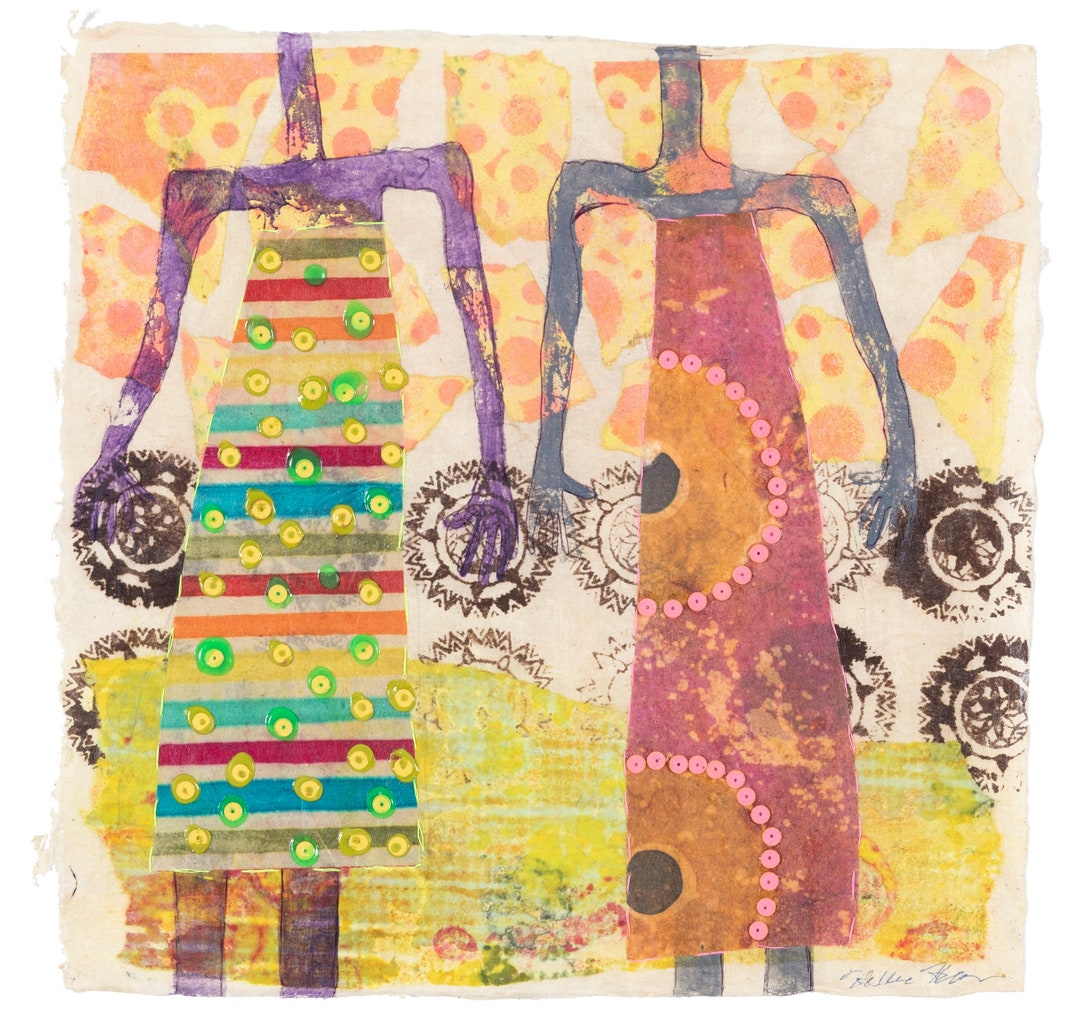 Original Collaged Artwork "embellished Figures 8" ~12x12" - Etsy