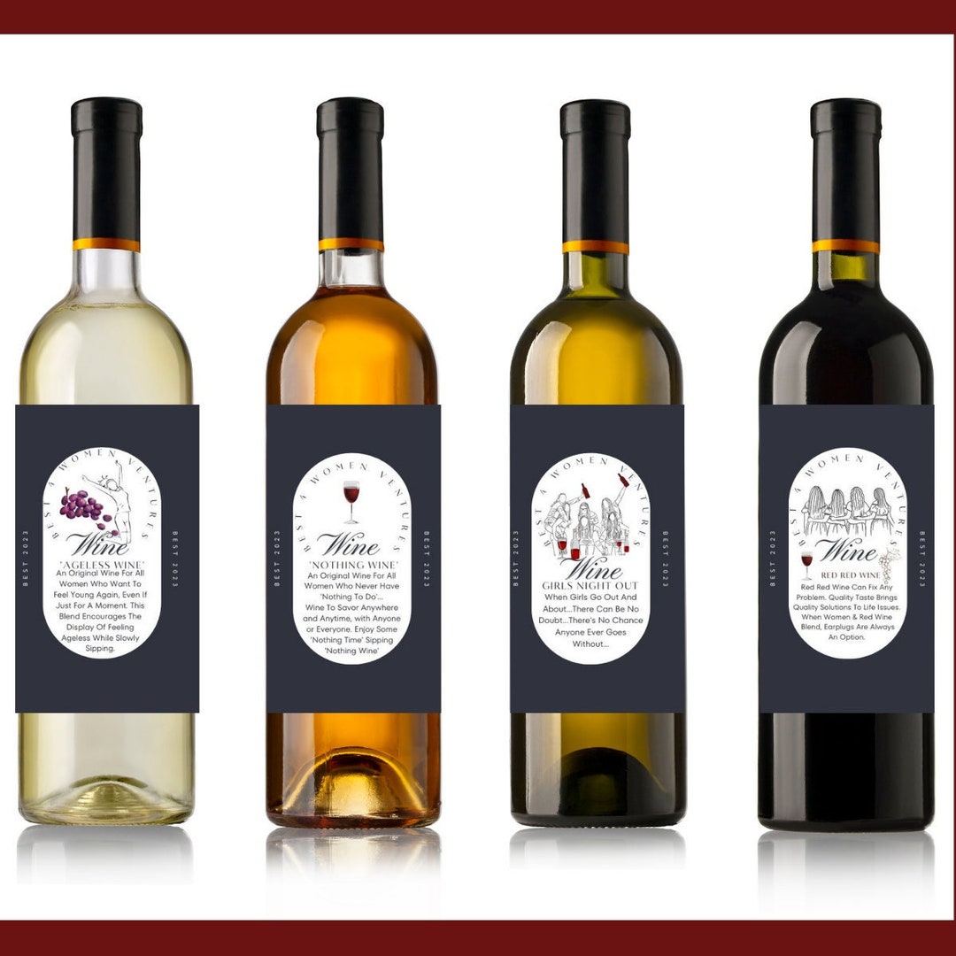 BUNDLE Funny Wine Bottle Label. Best 4 Women Wine Labels, Original ...