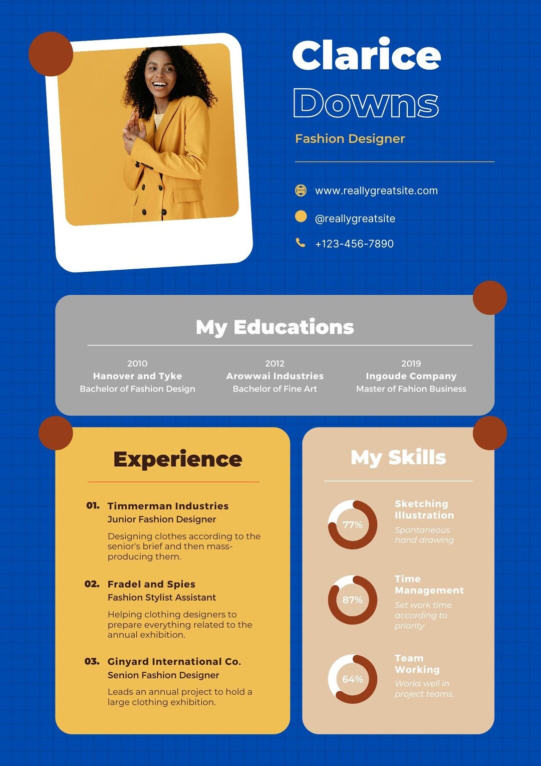 Resume/cv Template-creative Color Resume. Digital-editable Photo ...