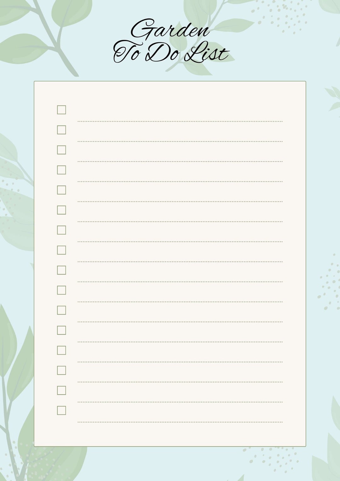 TO DO List Gardening Printable. Digital Editable PDF Download. Garden ...