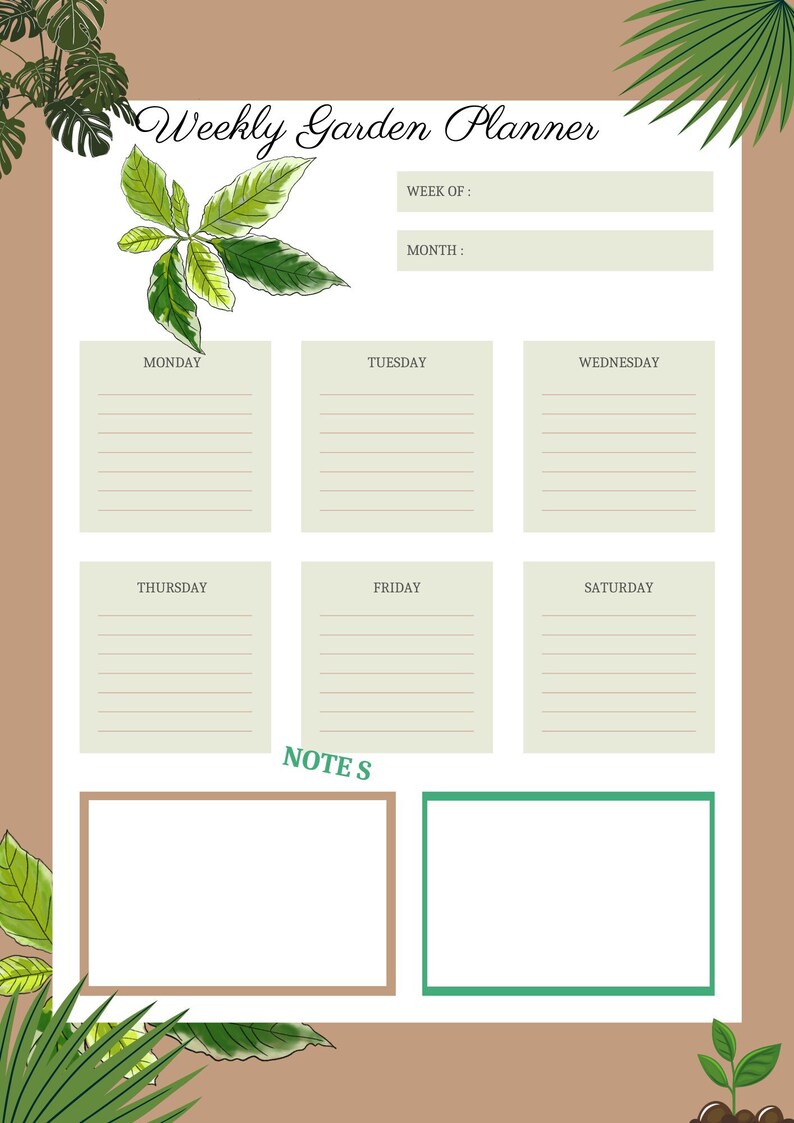 Weekly Garden Planner Printable. Instant Digital PDF Download Gardening ...