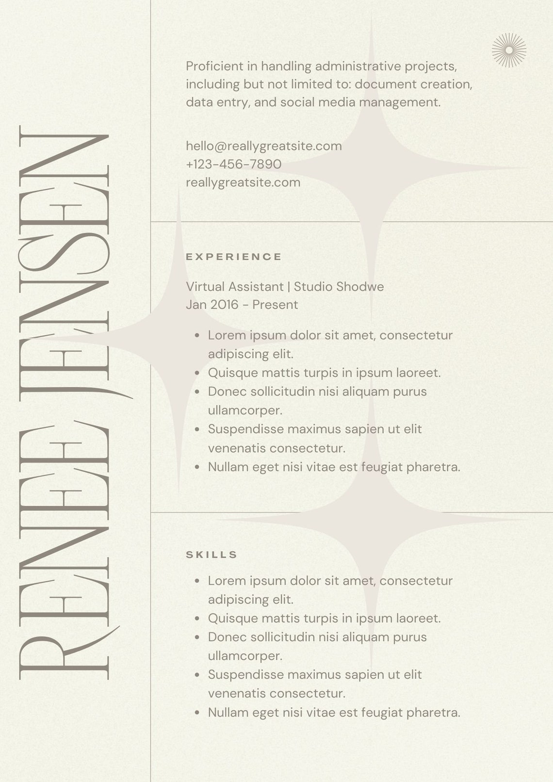 Resume/cv Template-simple Graphic Digital-editable Photo - Etsy