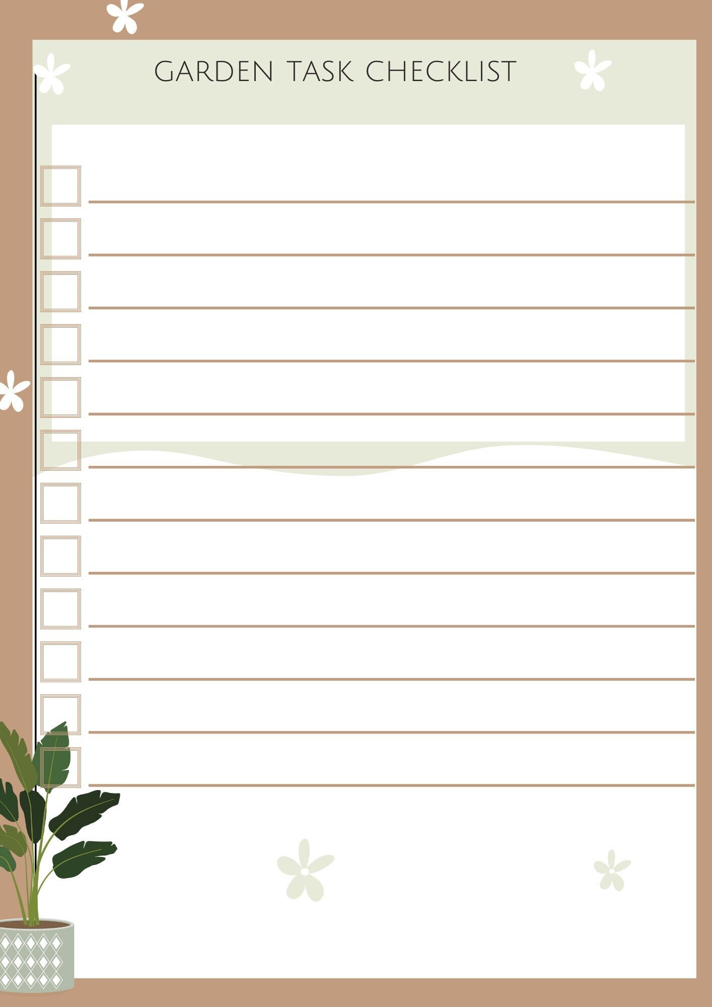 Garden Task Checklist, Printable Planner, Digital PDF Download ...