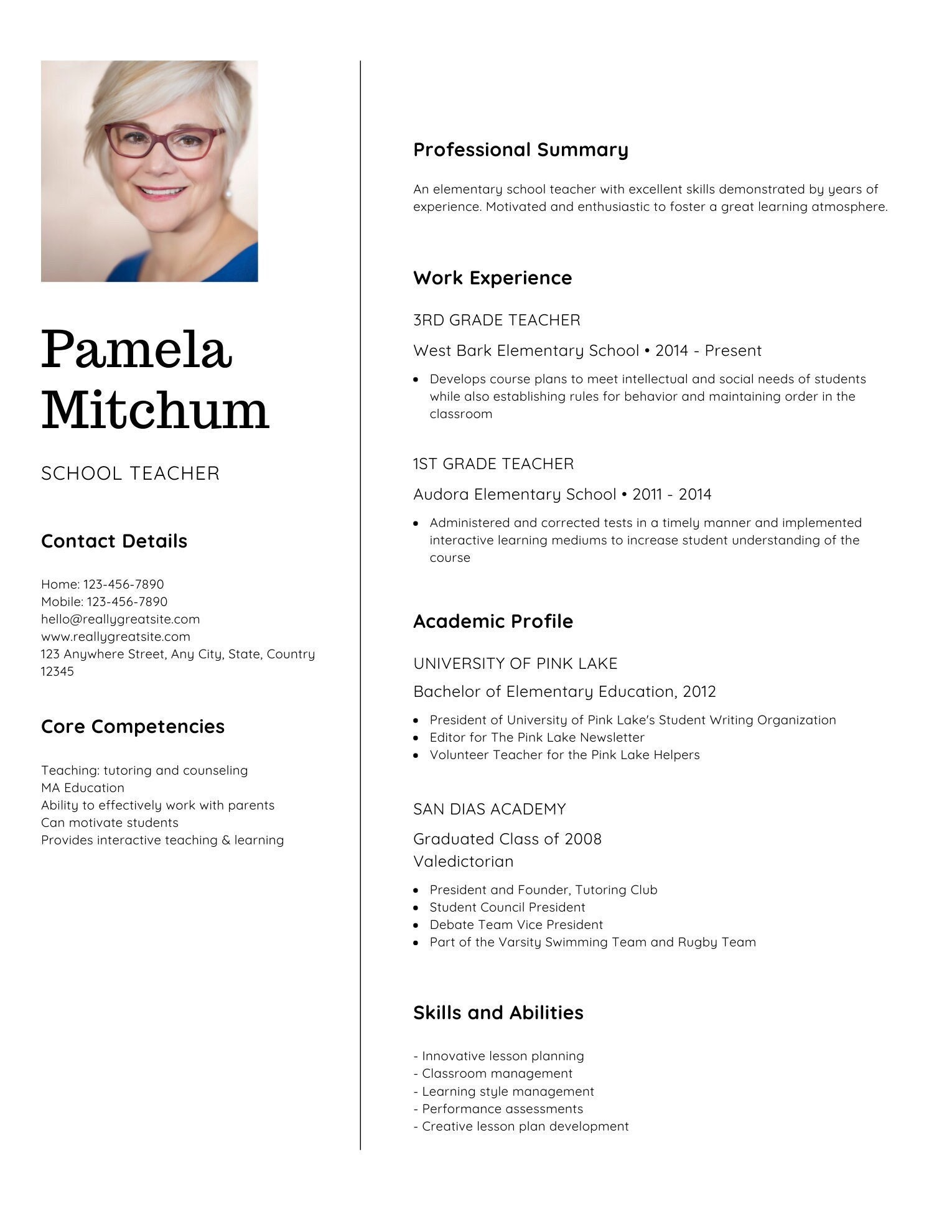 Modèle de CV/CV CV blanc simple. CV photo modifiables. Téléchargement ...