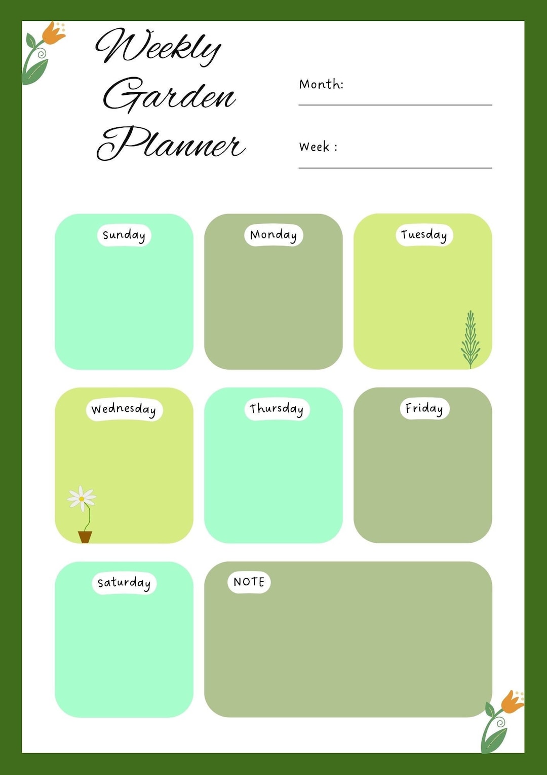 Planner-printable Weekly Garden Planner. Digital PDF Download Gardening ...