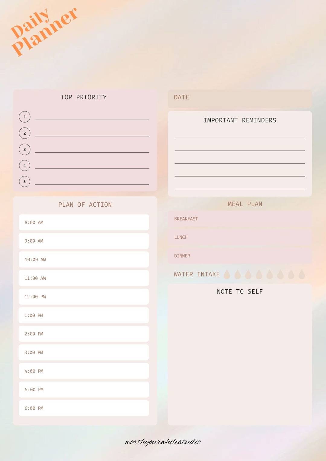 Digital Shades Daily Planner. Printable, Editable Download. - Etsy