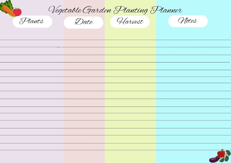 Planner-vegetable Garden Planting Printable. Digital PDF Download ...