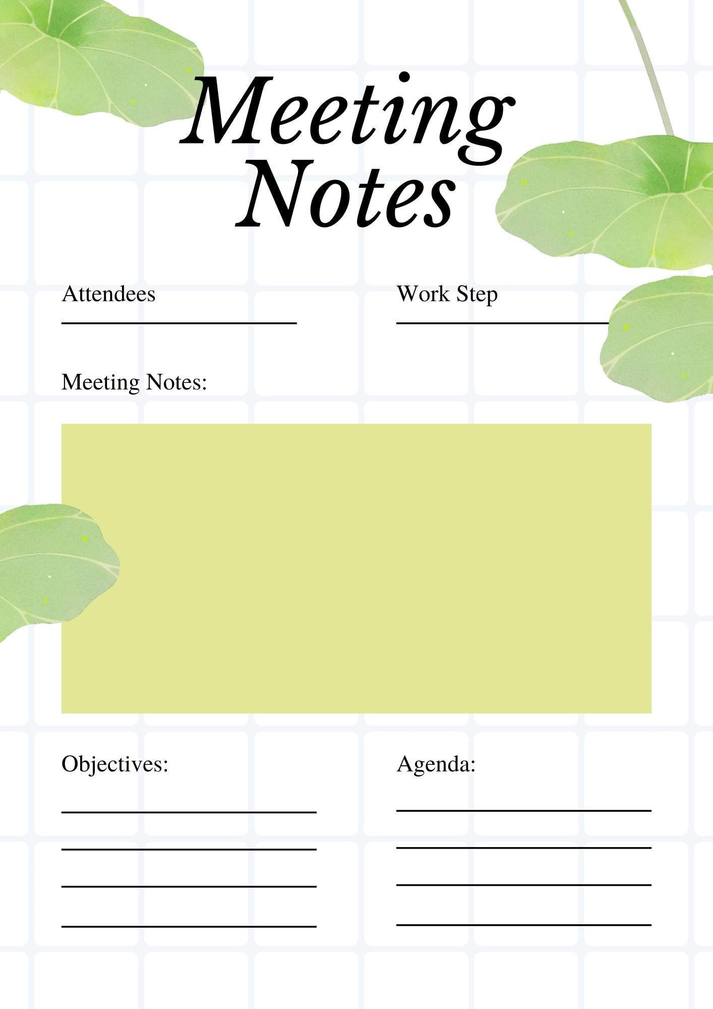Digital MEETING NOTES, Editable Printable Download - Etsy