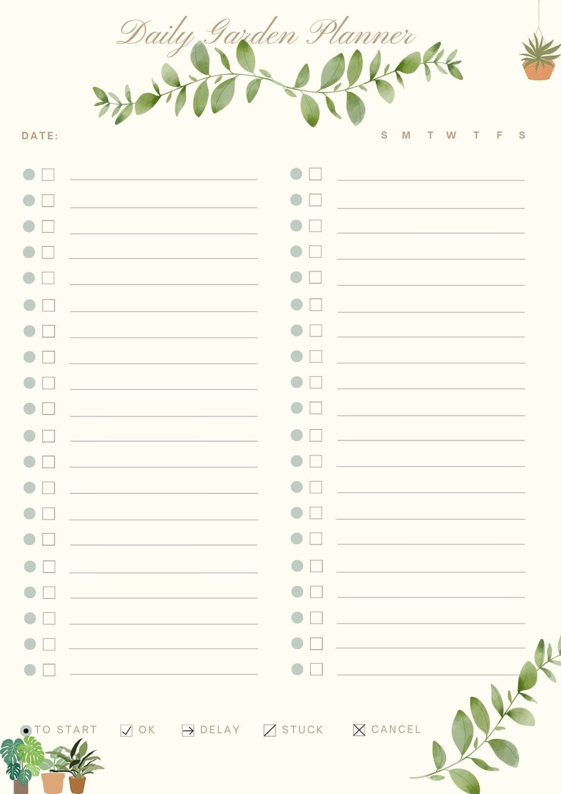 Daily Garden Planner Printable. Instant Digital PDF Download Gardening ...