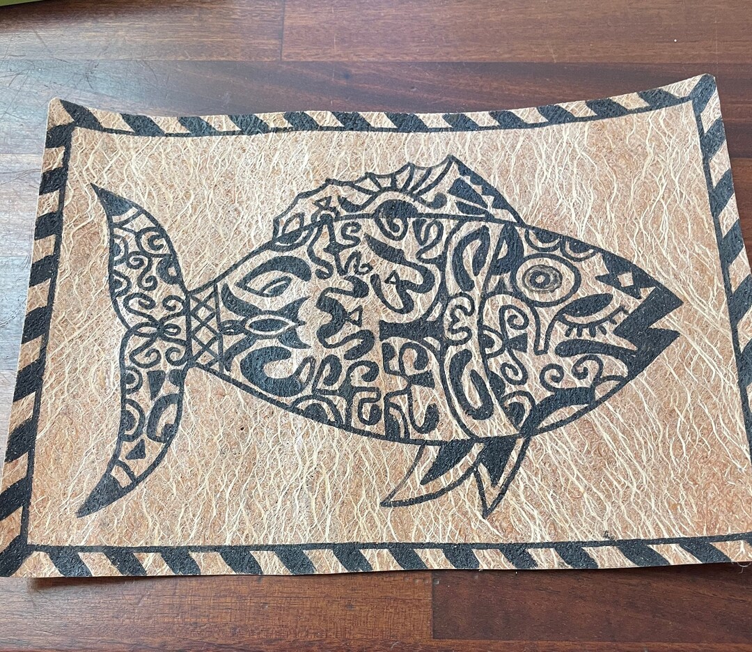 Block Print Fish on Natural Fiber - Etsy
