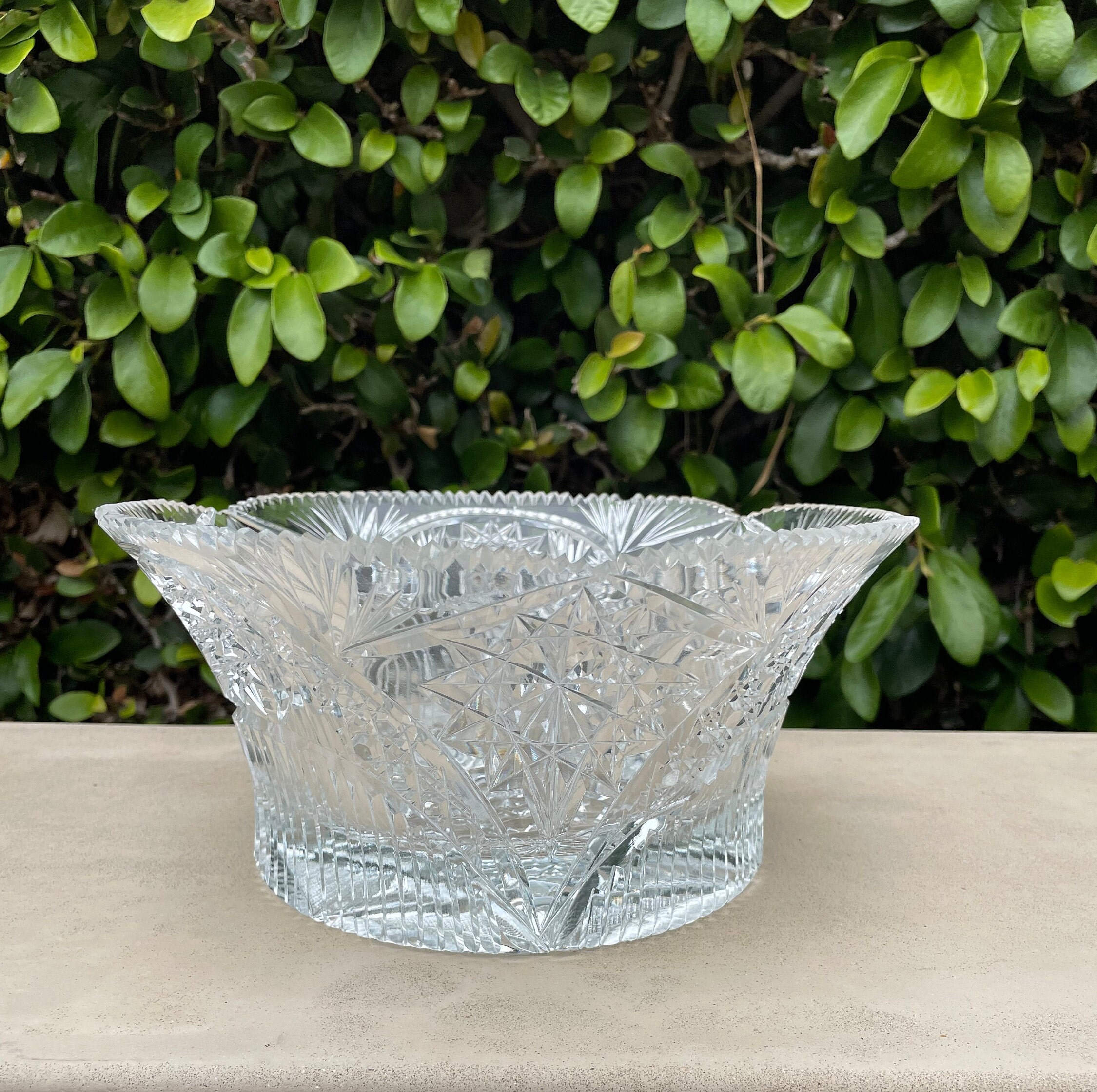 Vintage Yasemin Large Brilliant Hand Cut Glass Crystal Bowl, Turkish - Etsy