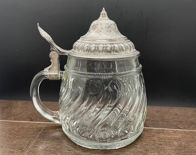 Vintage West Germany BMF Bierseidel Glass Pint Beer Stein With Metal ...