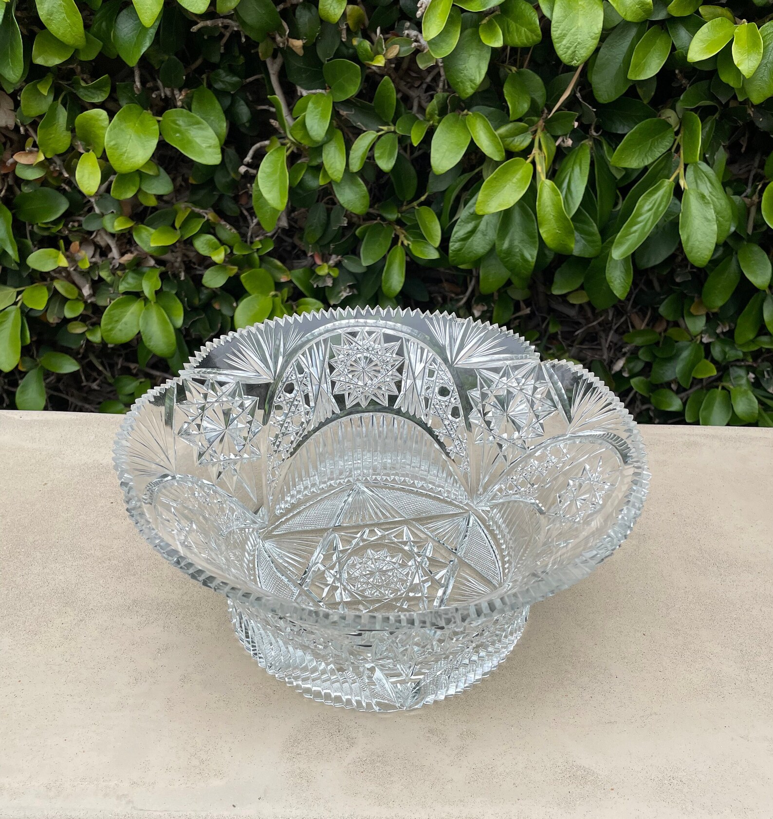 Vintage Yasemin Large Brilliant Hand Cut Glass Crystal Bowl, Turkish - Etsy