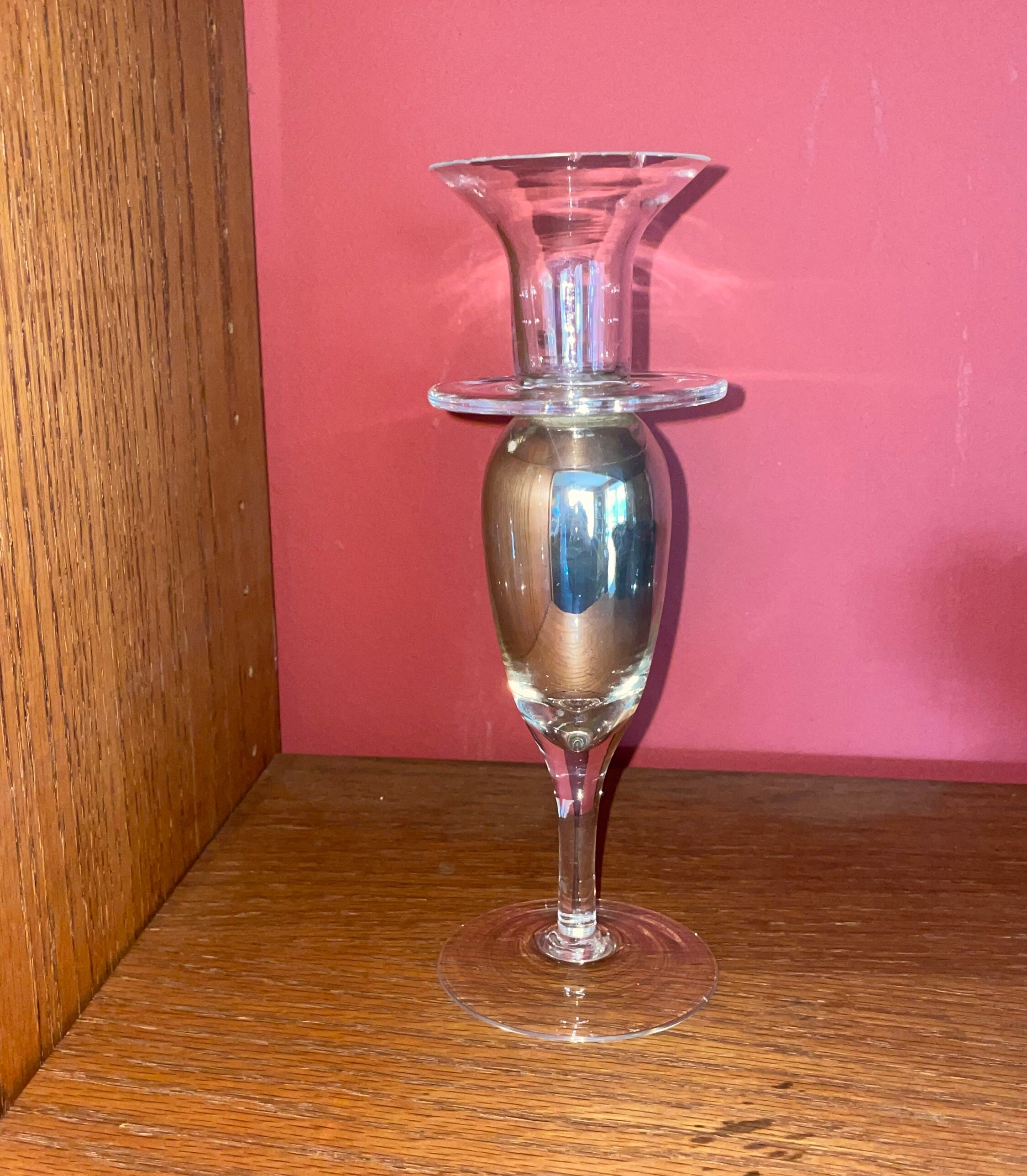 Vintage Iridescent Glass Candlestick, 8 1/2", Blue Magnesium Glow - Etsy