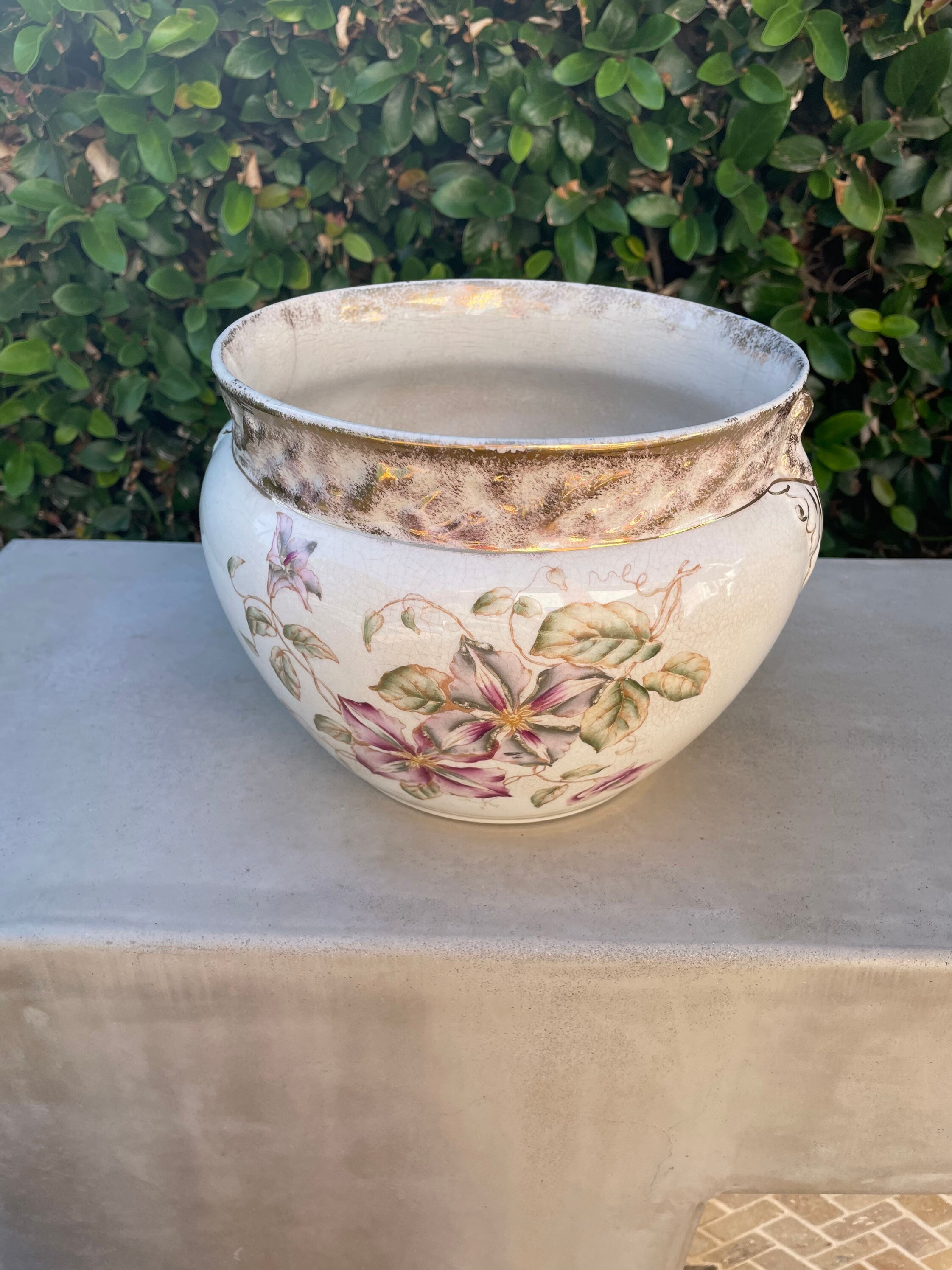 Large Antique Warwick Semi-porcelain Hand Painted Jardiniere - Etsy
