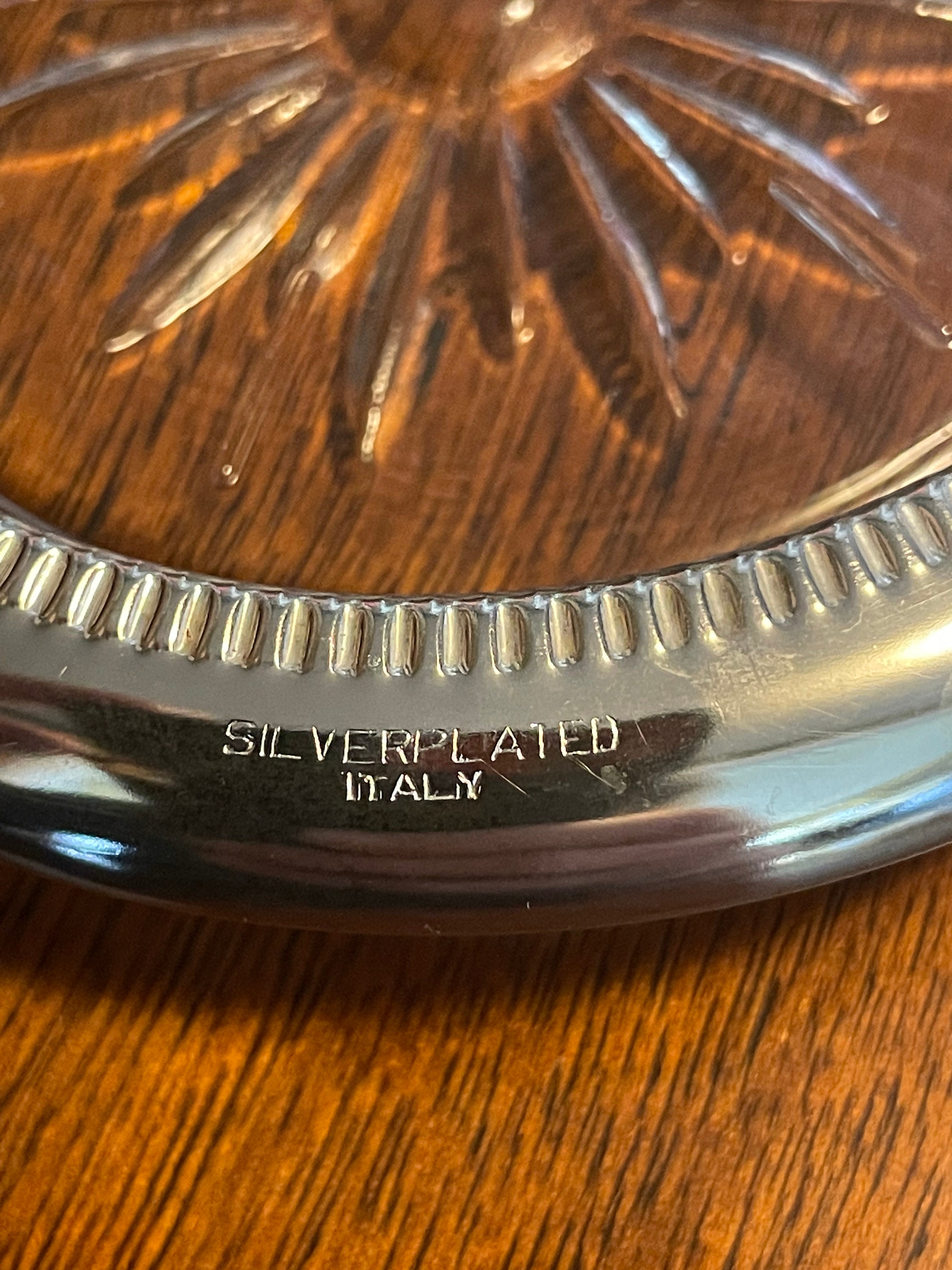 8 Vintage Leonard Italy Glass and Silverplate Sunburst Coasters, 1960's ...