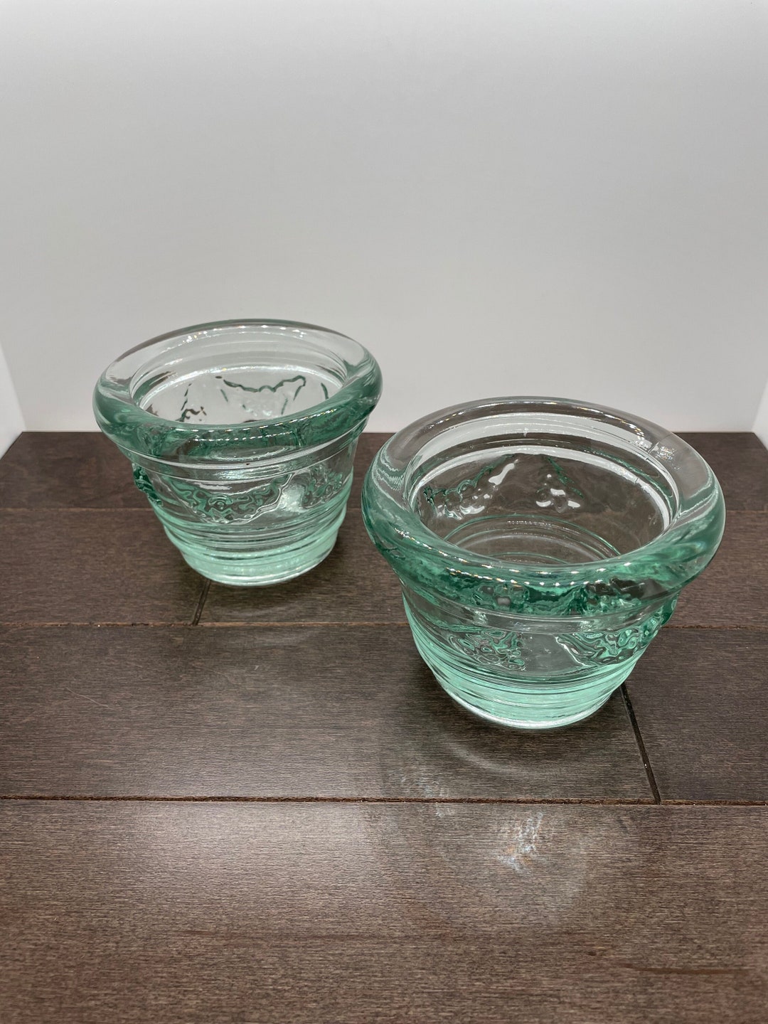 Vintage Green Glass Flower Pots, Set of 2. - Etsy