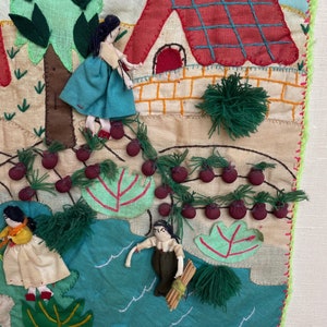 Vintage Peruvian Arpillera Folk Art Tapestry, Mounted to Hang - Etsy
