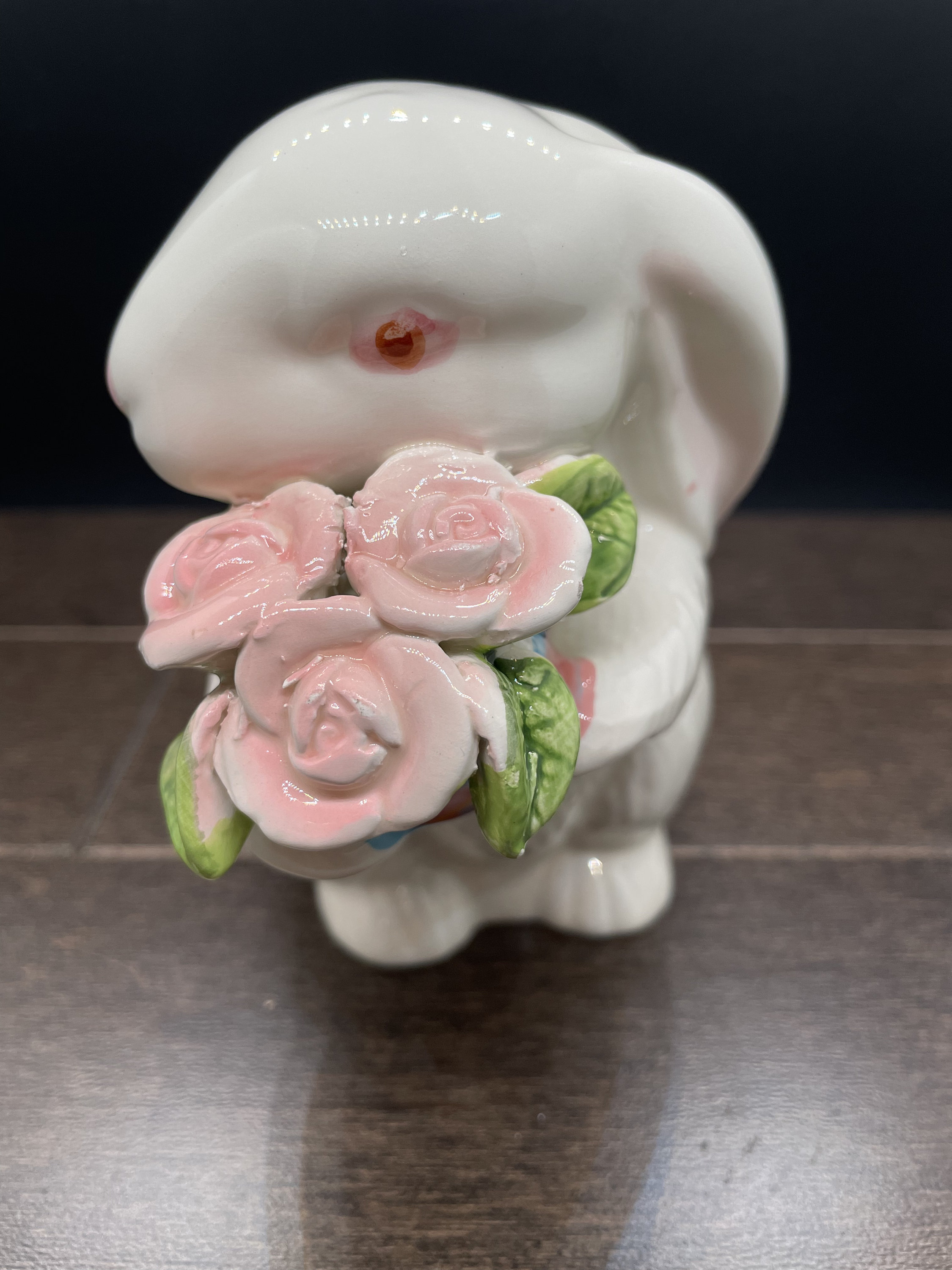 Vintage Ceramic Bunny With Flowers - Etsy