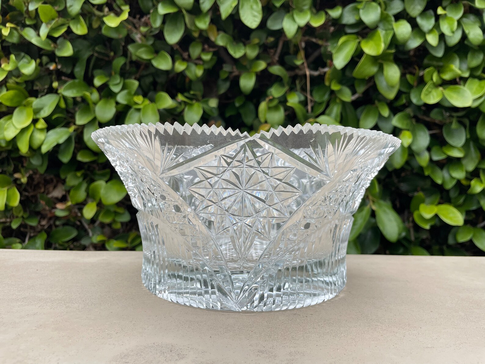 Vintage Yasemin Large Brilliant Hand Cut Glass Crystal Bowl, Turkish - Etsy