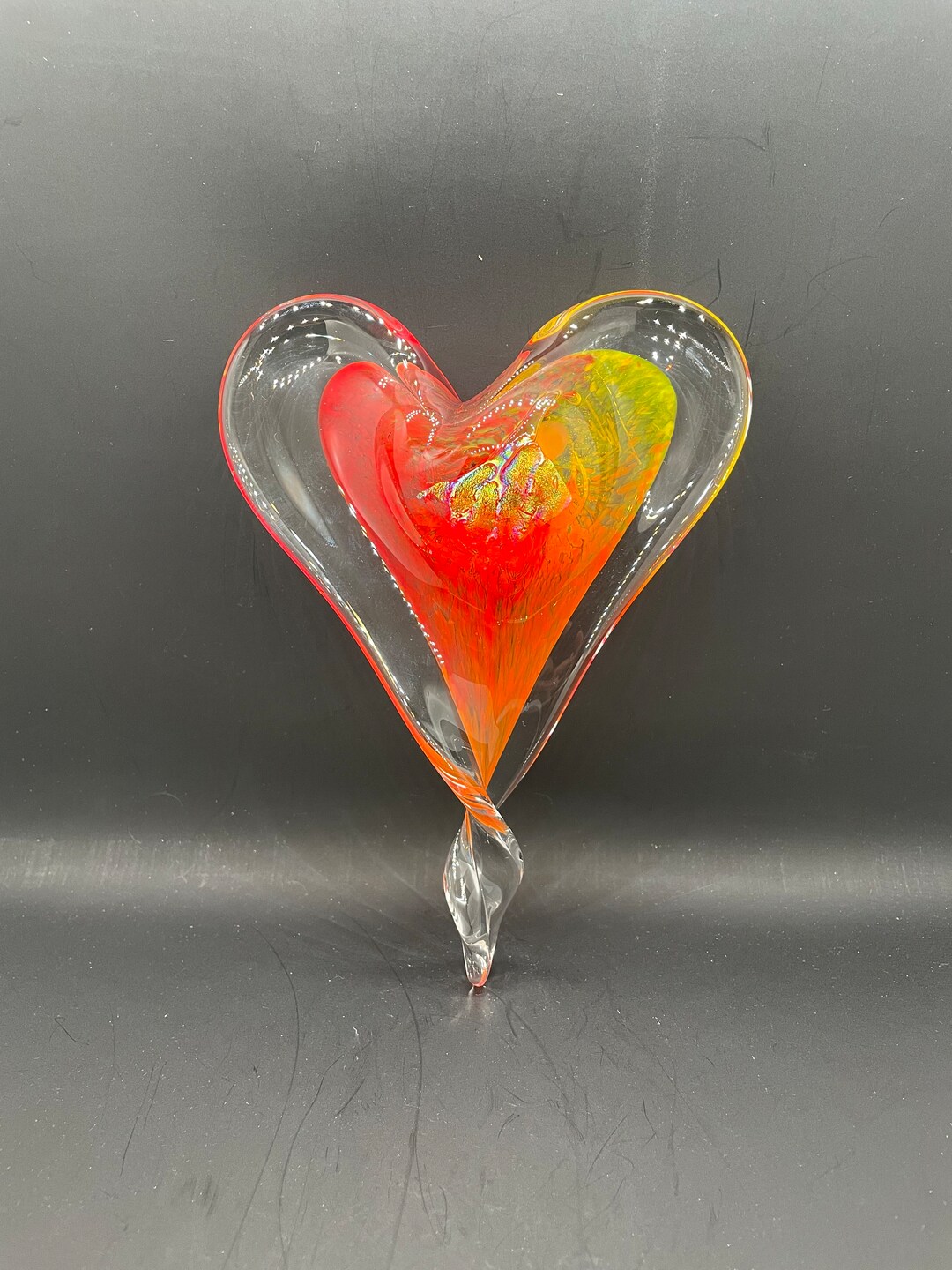 Gorgeous Large Glass Heart Shaped Paperweight Handblown and - Etsy