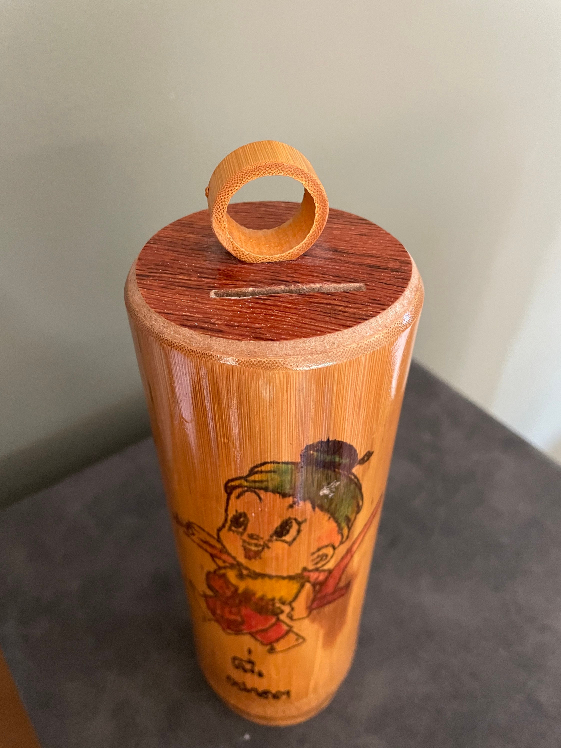 Vintage Bamboo Hand Painted Asian Themed Bank, 10” - Etsy
