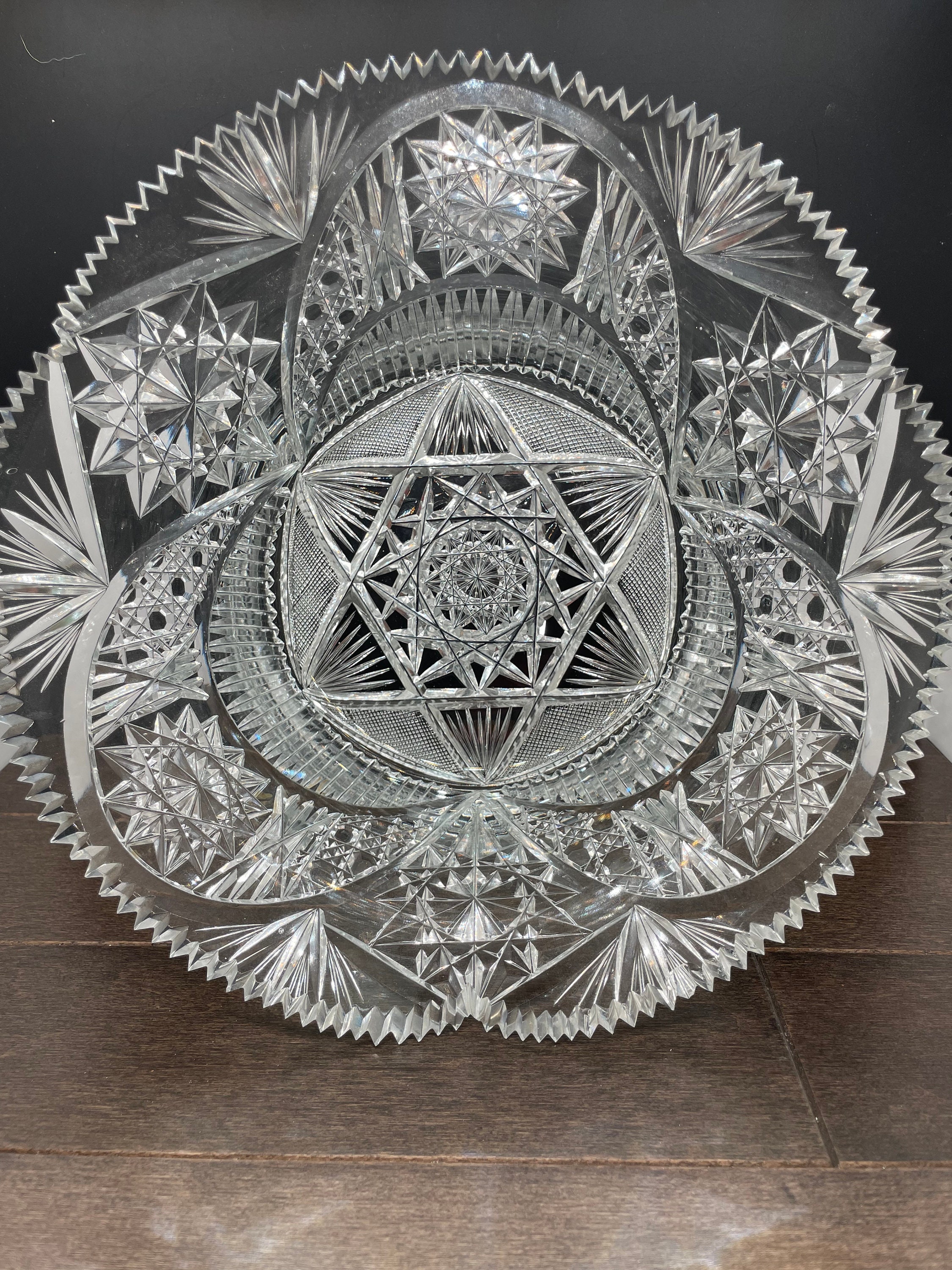 Vintage Yasemin Large Brilliant Hand Cut Glass Crystal Bowl, Turkish - Etsy