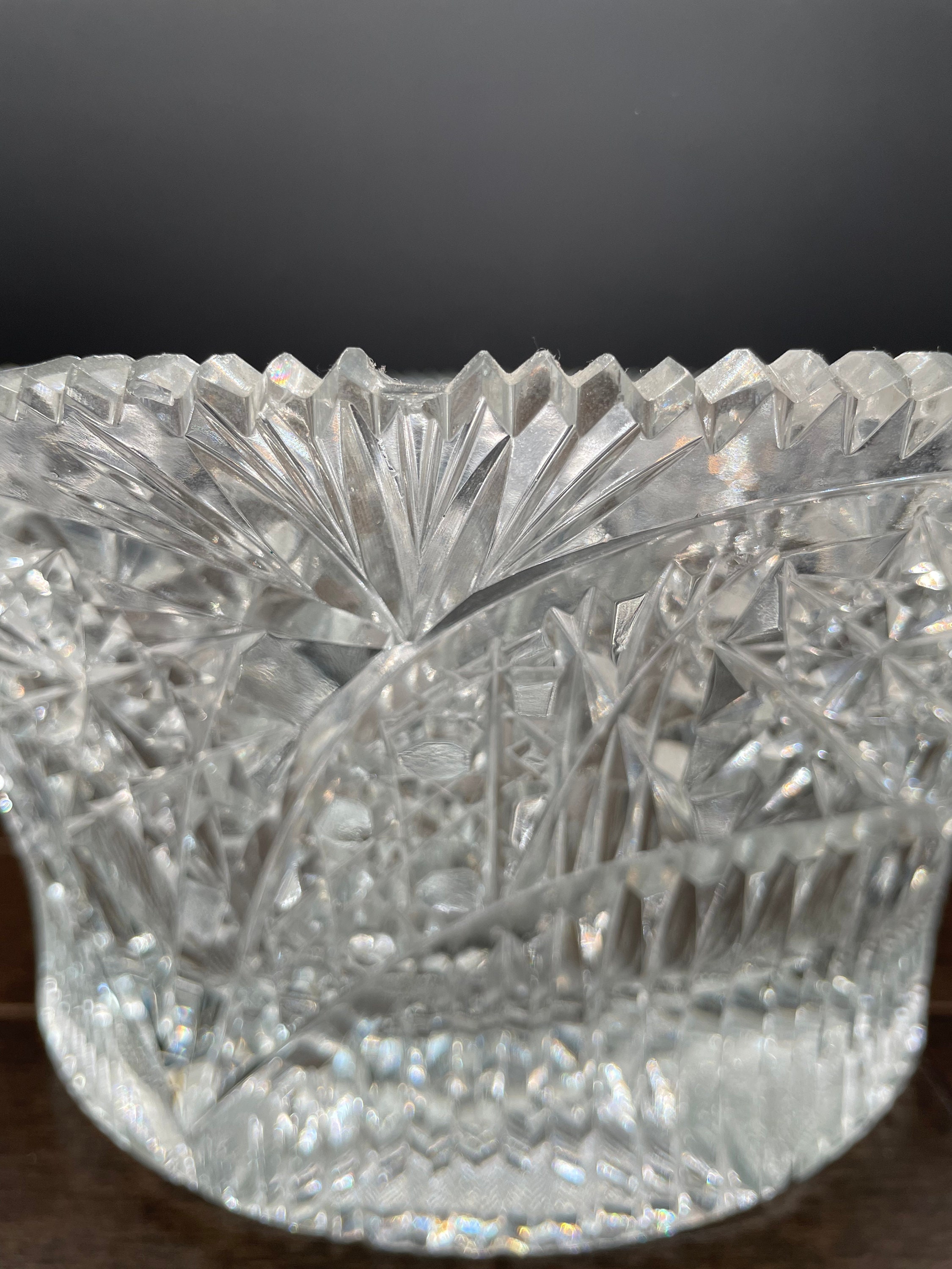 Vintage Yasemin Large Brilliant Hand Cut Glass Crystal Bowl, Turkish - Etsy