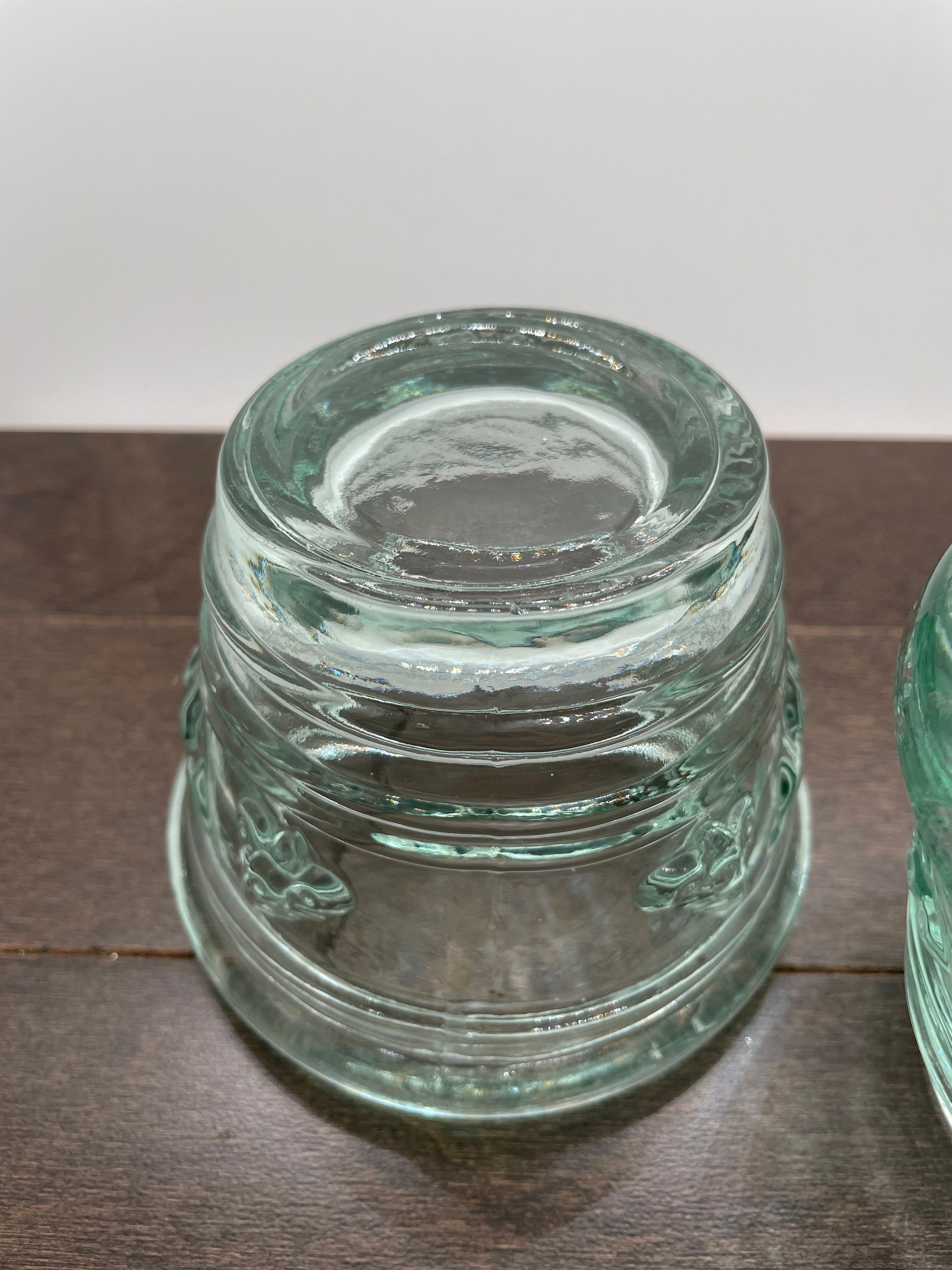 Vintage Green Glass Flower Pots Set of 2. - Etsy