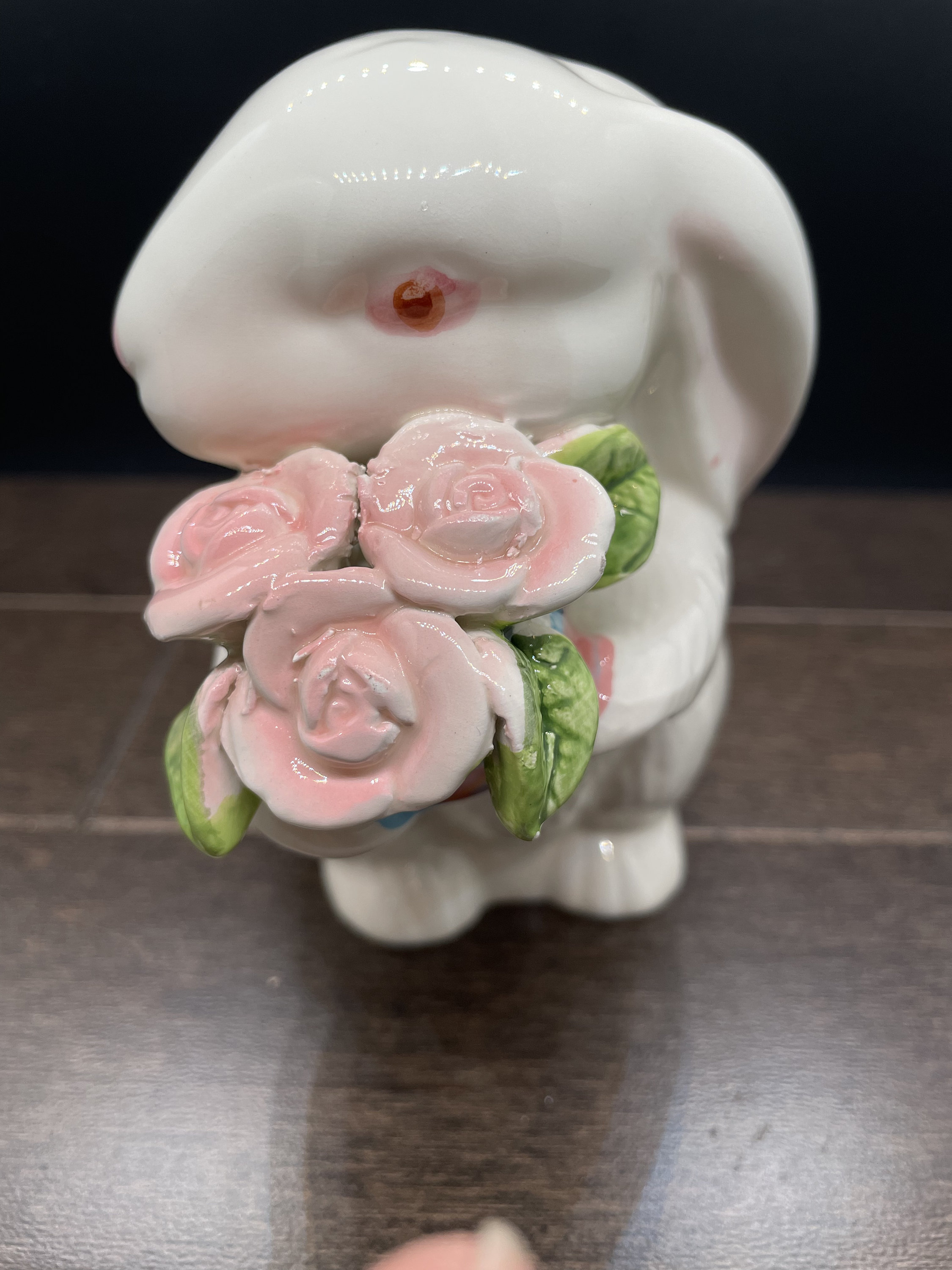 Vintage Ceramic Bunny With Flowers - Etsy