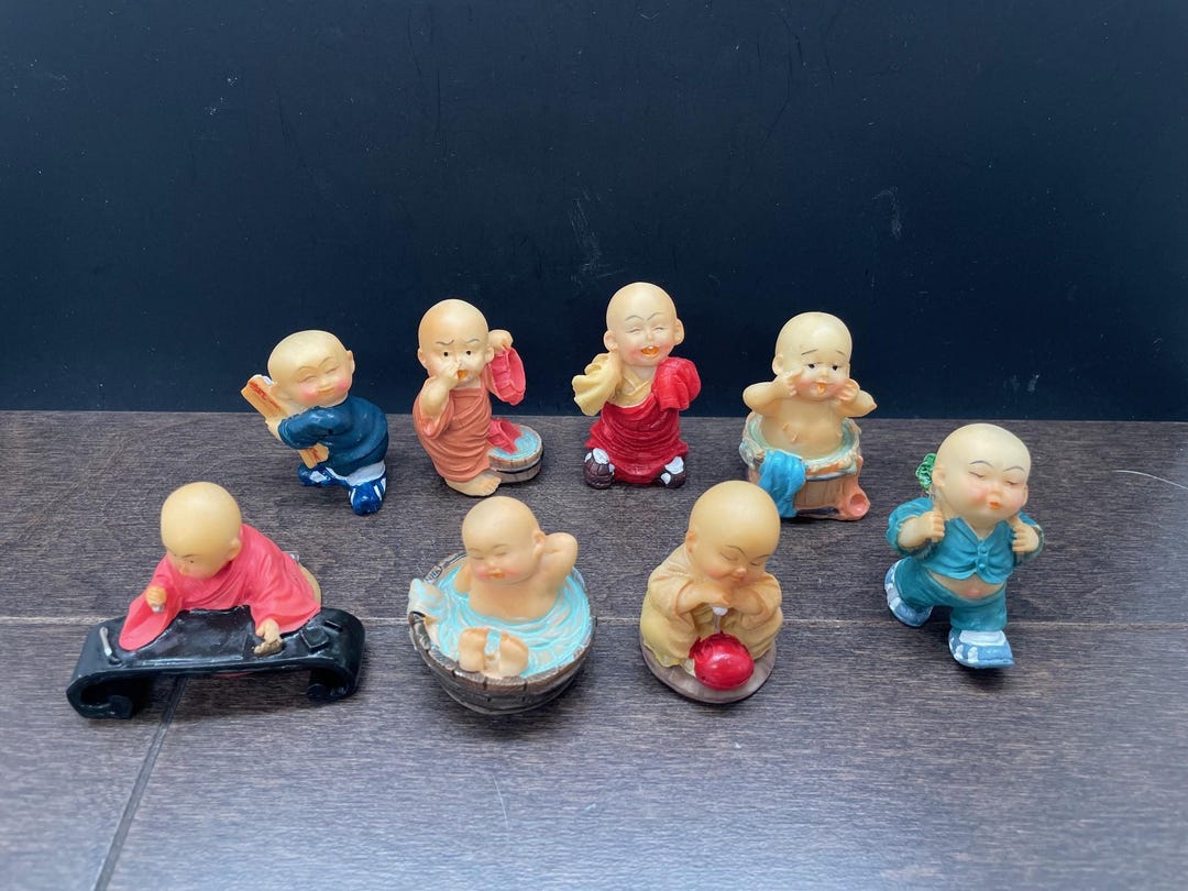 Baby Shaolin Monk Statues: Hand-painted Resin Figurines, Set of 8 - Etsy