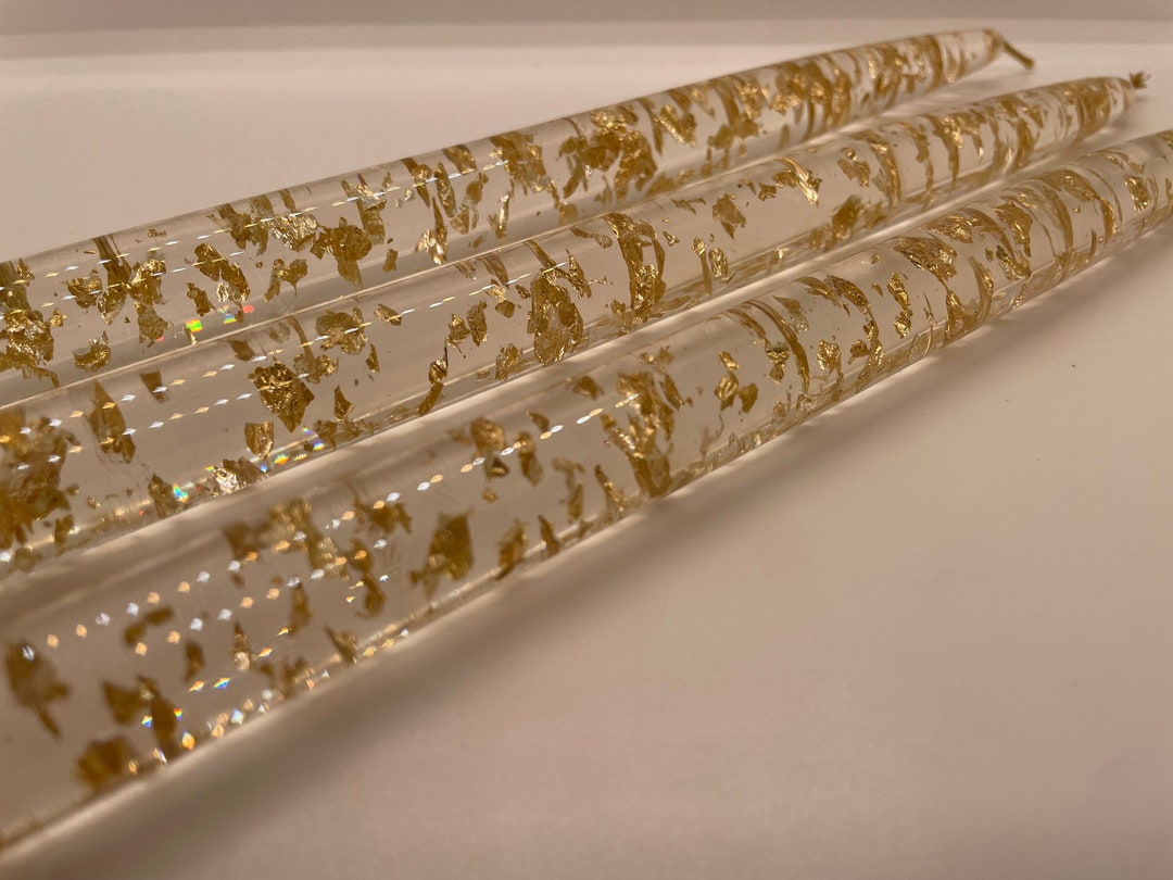 Vintage MCM Lucite Gold Flake 12 Inches Taper Candles, Miller Candle Co ...