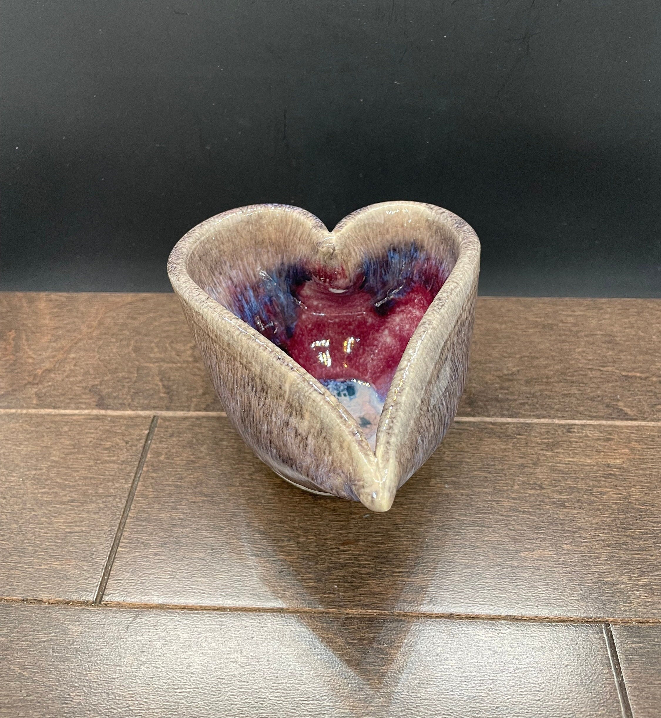 Lisa Howe Stoneware Heart Shaped Bowl / Trinket Dish - Etsy