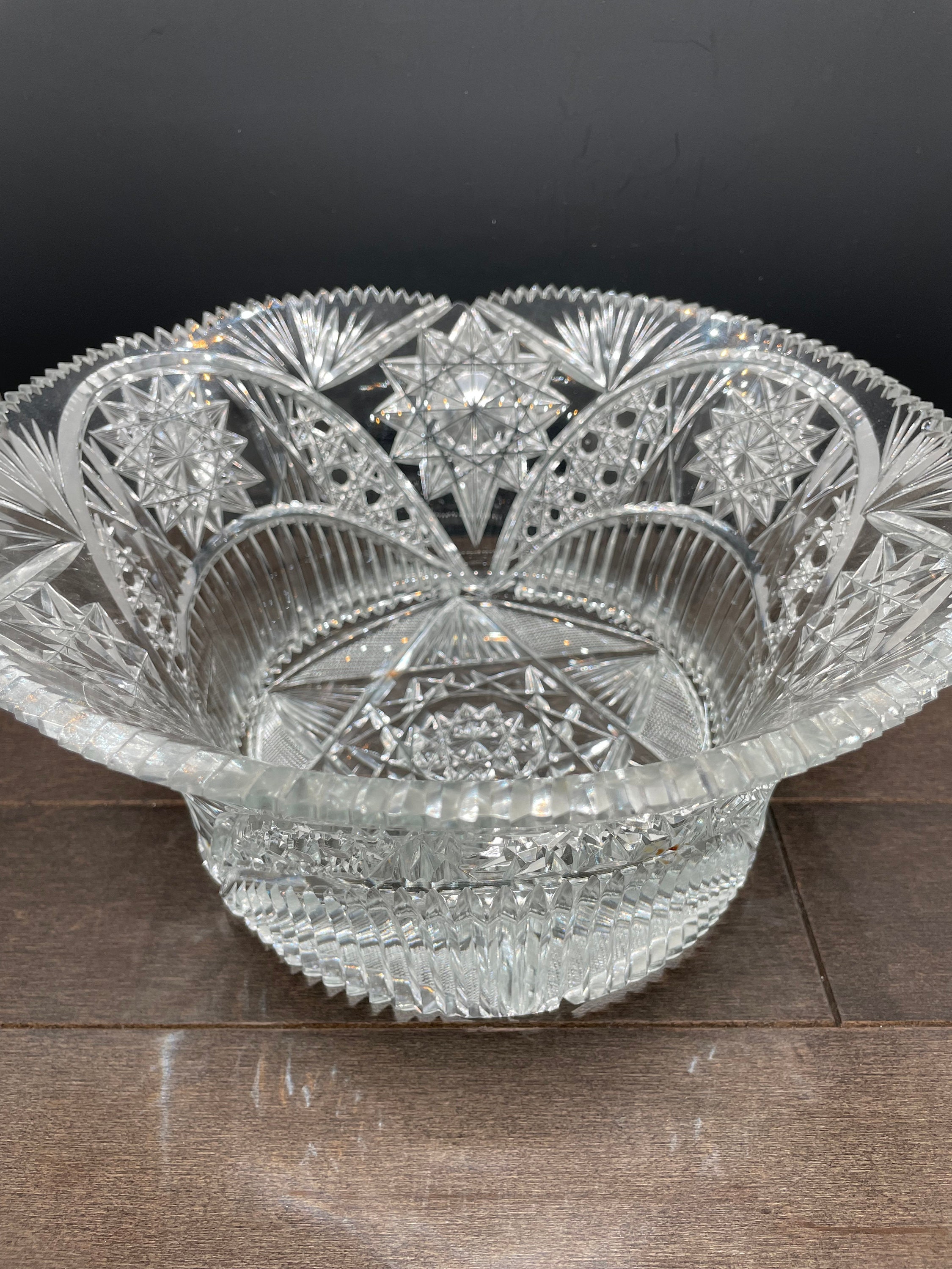 Vintage Yasemin Large Brilliant Hand Cut Glass Crystal Bowl, Turkish - Etsy