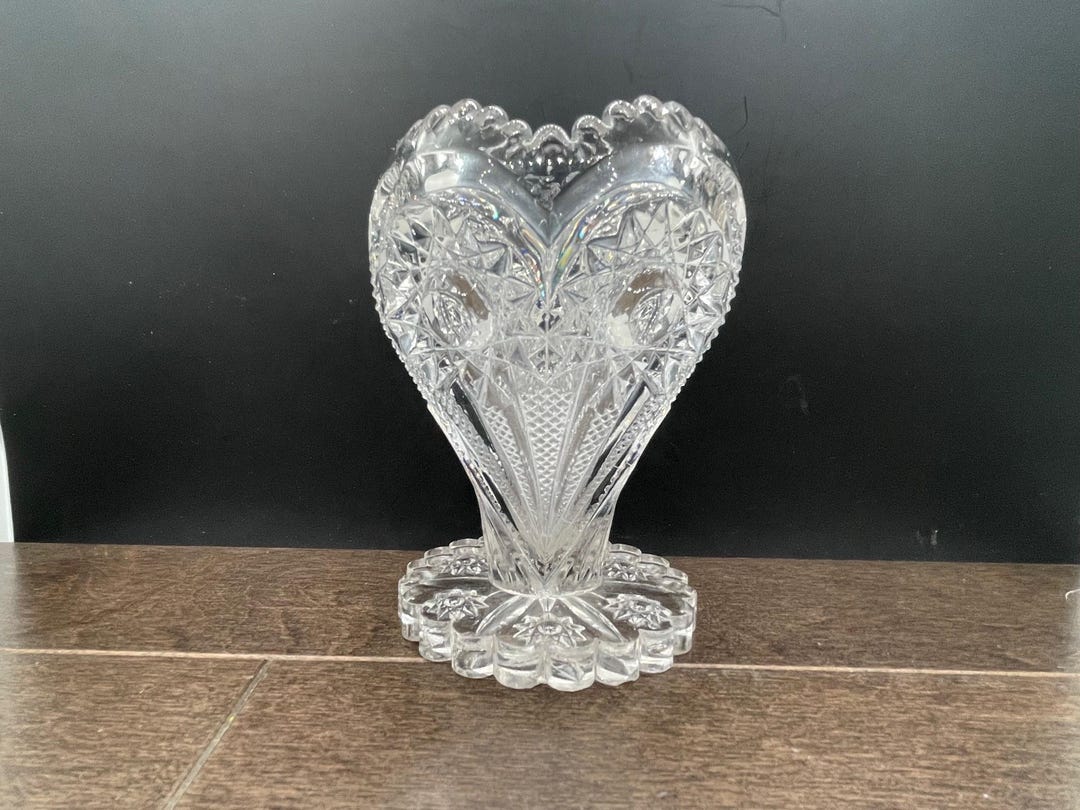 Vintage EAPG Imperial Glass Zippered Heart Vase / Rosebowl - Etsy