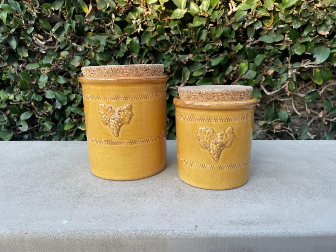 Ceramiche Alfa Italian Ceramic Storage Jars / Crocks With Cork Lids set ...