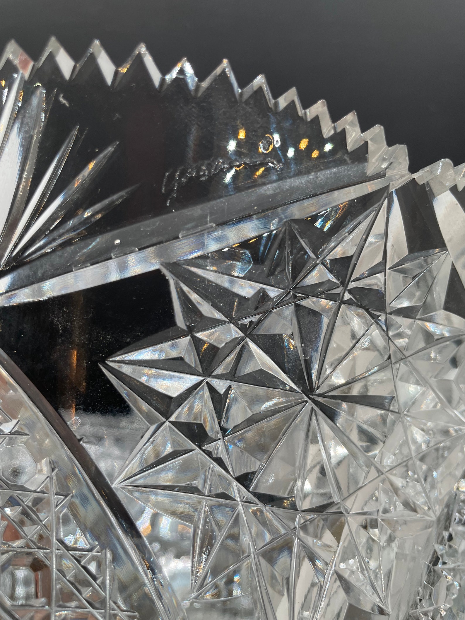 Vintage Yasemin Large Brilliant Hand Cut Glass Crystal Bowl, Turkish - Etsy