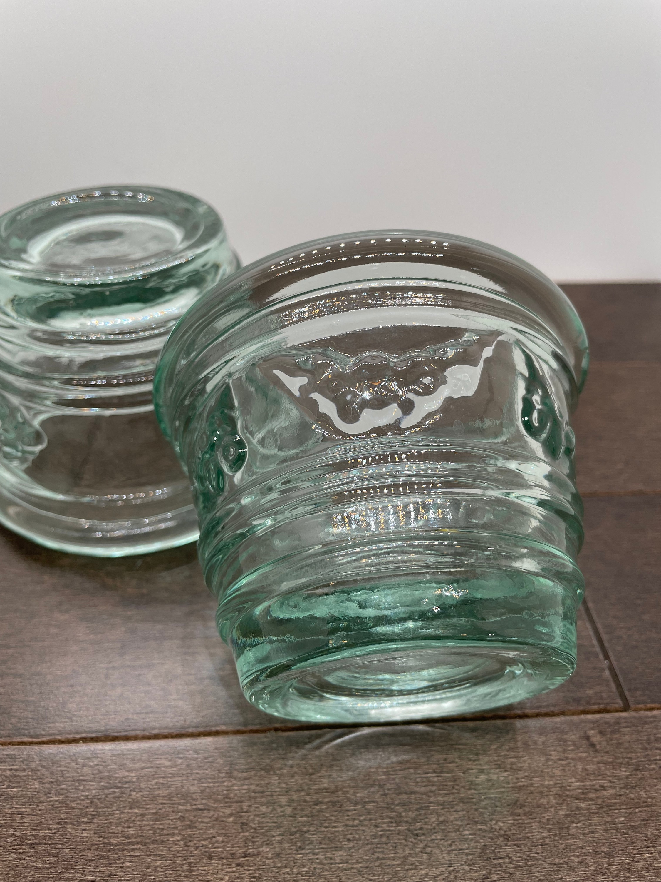 Vintage Green Glass Flower Pots Set of 2. - Etsy