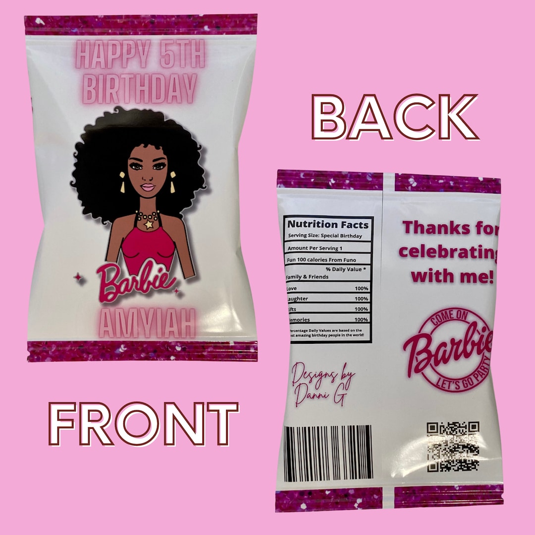 Custom Barbie Chip Bags Party Favors - Etsy