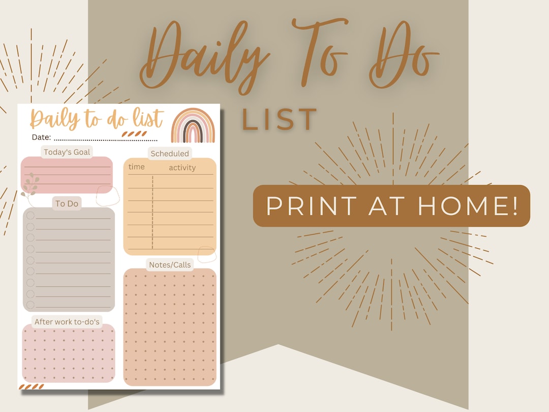Digital Daily to Do List Printable Daily Agenda Bullet Journal Daily ...